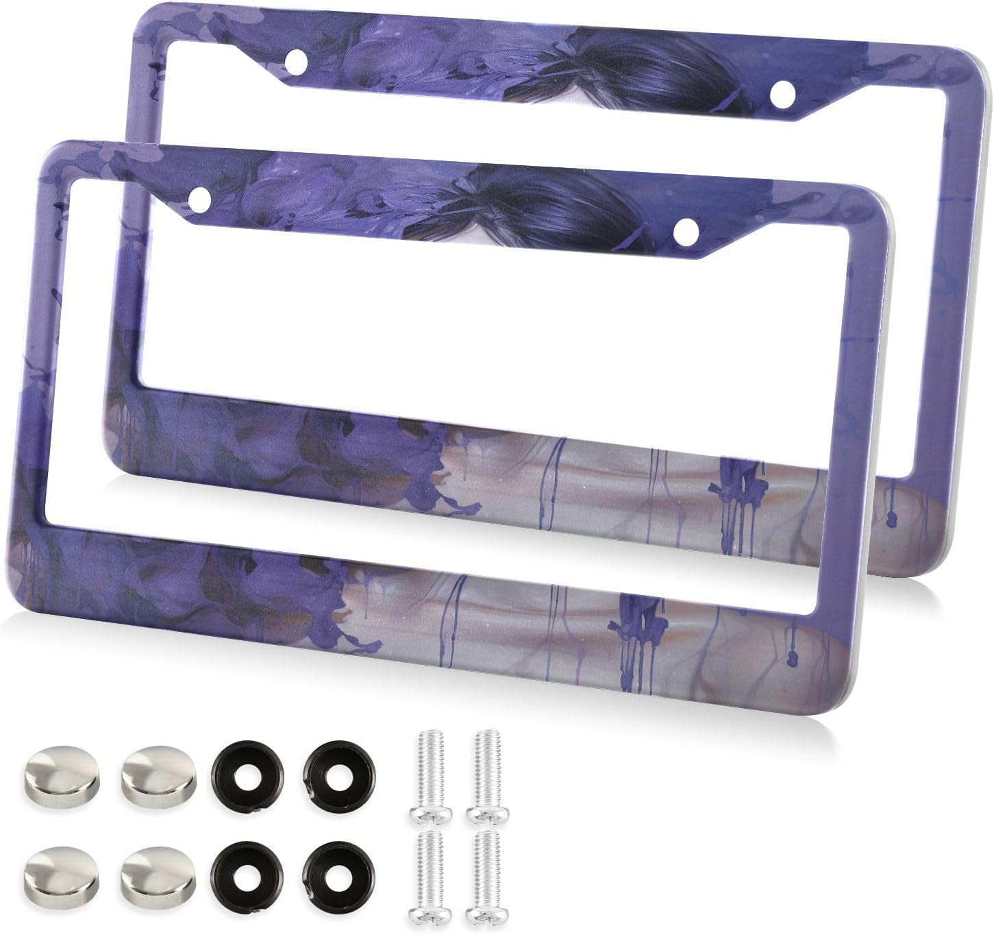 Beautiful Woman License Plate Frame, Aluminum Car Tag Frames, 2 Pack ...