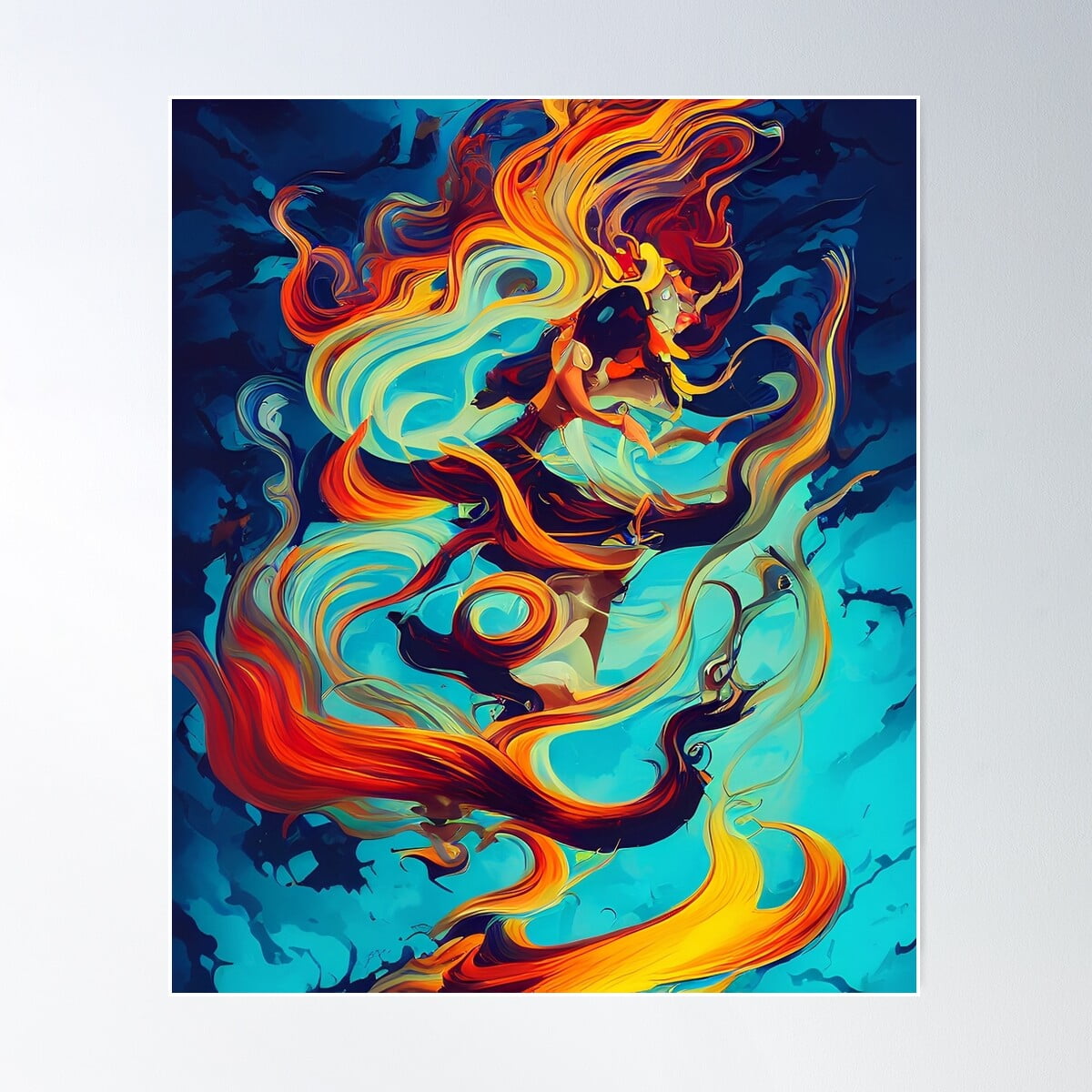 Beautiful Women Dancing, Abstract Art Illustration. Warm And Cool Color ...
