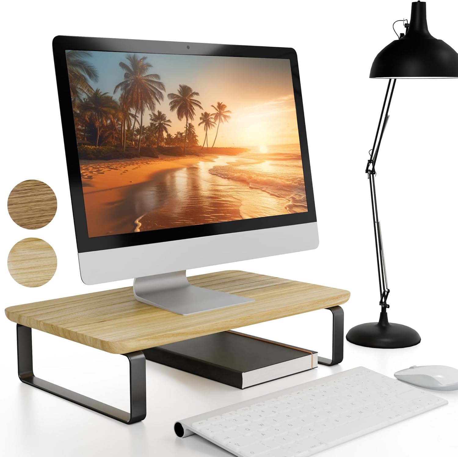 Beautiful Wooden Monitor Stand for Desk - Sturdy Stand Rises Your ...