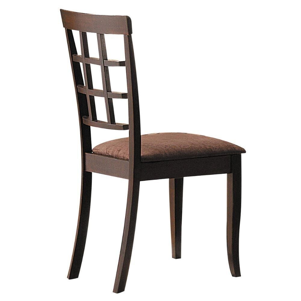 Beautiful Wooden Side Chairs 6pc Set Espresso Finish Grid Pattern ...