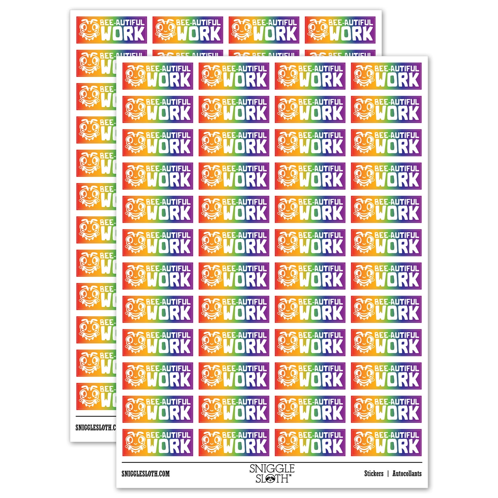 Beautiful Work Bee Teacher Student School Sticker Set - Rainbow - Matte ...