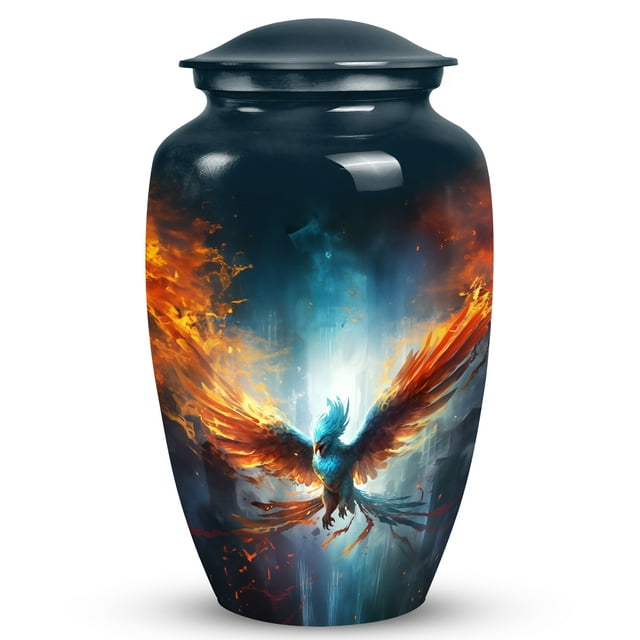 Beautiful Yellow And Blue Phoenix Large Urn For Adults Ashes Female ...