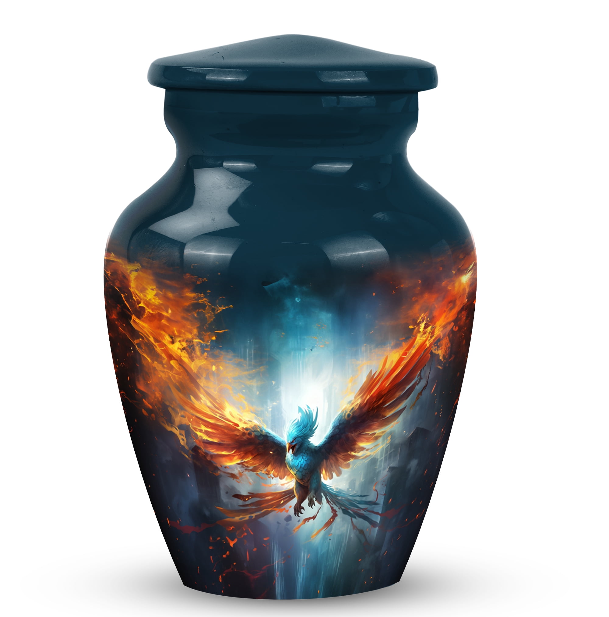 Beautiful Yellow, Blue Phoenix Small Keepsake Urns For Human Ashes ...