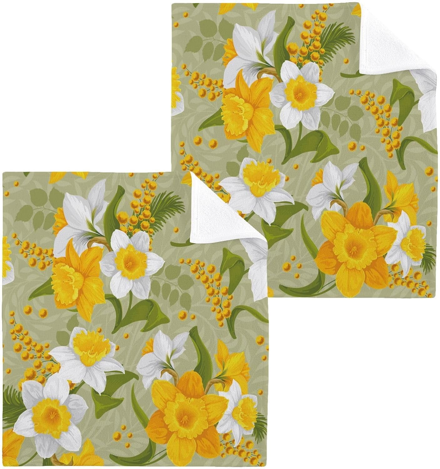 Beautiful Yellow Daffodil Flowers Washcloth 12x12in Set, 2 Pack ...