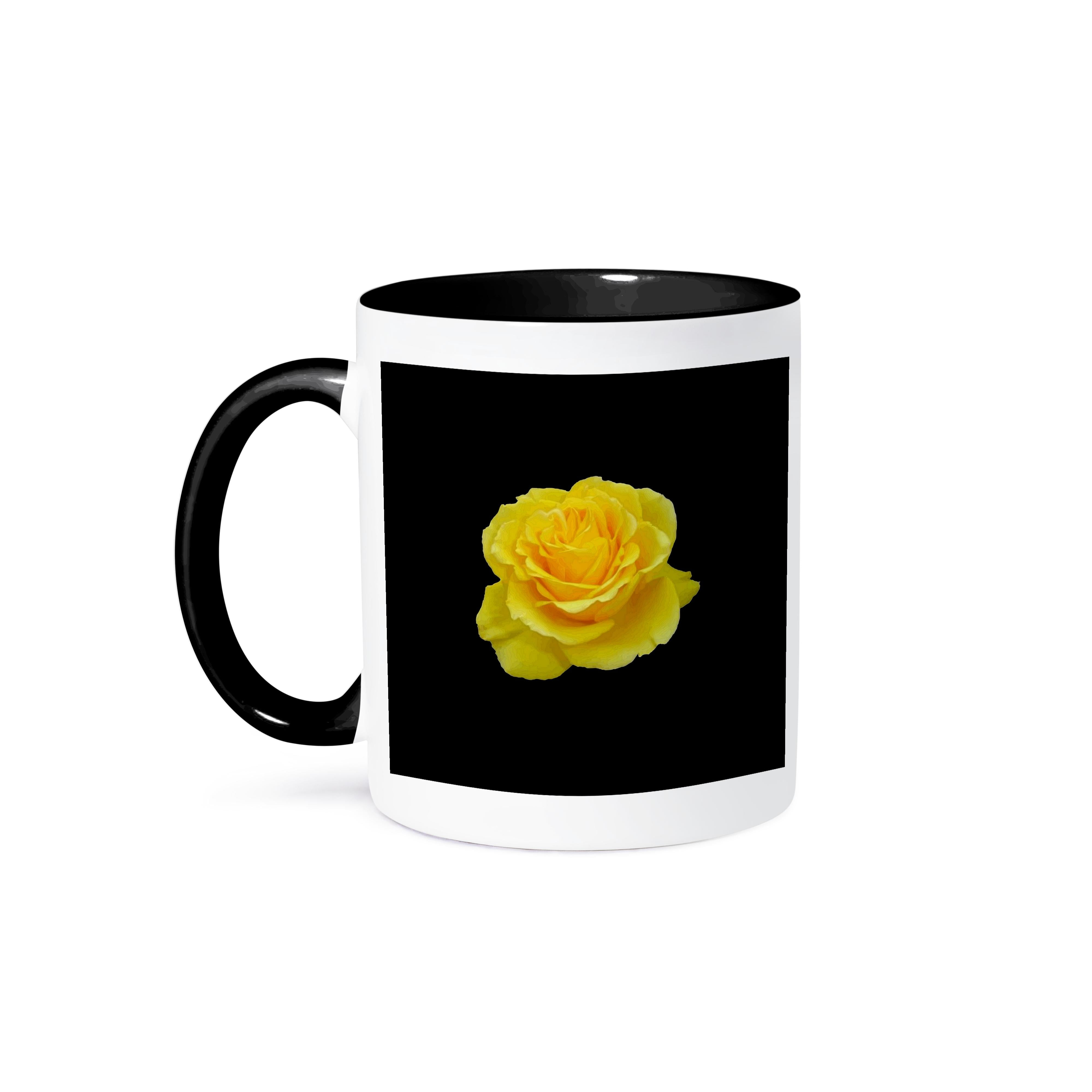 Beautiful Yellow Rose Isolated Vector Art, 15oz Two-Tone Black Mug ...