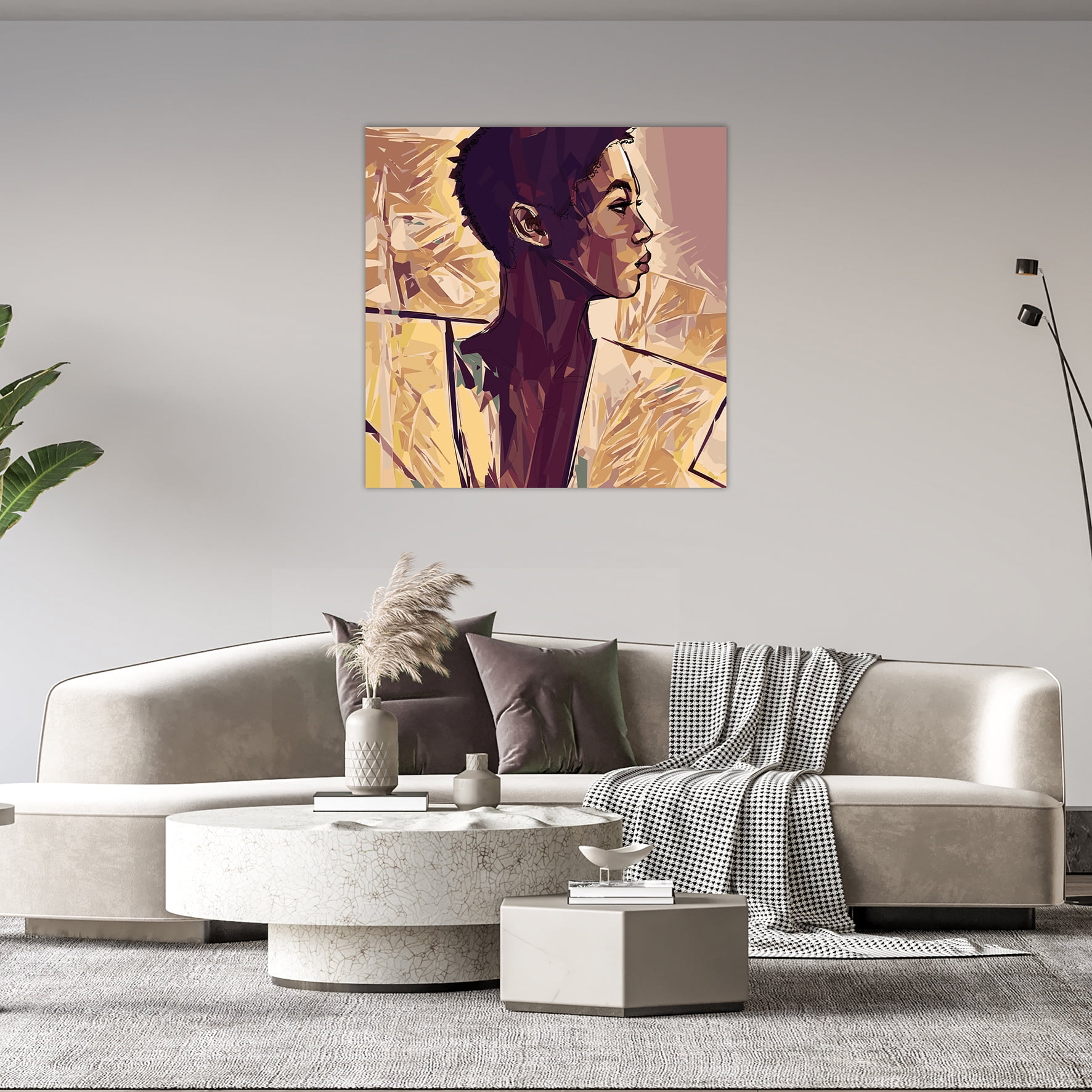 Beautiful african american model wall art 20x20in canvas stretched on ...