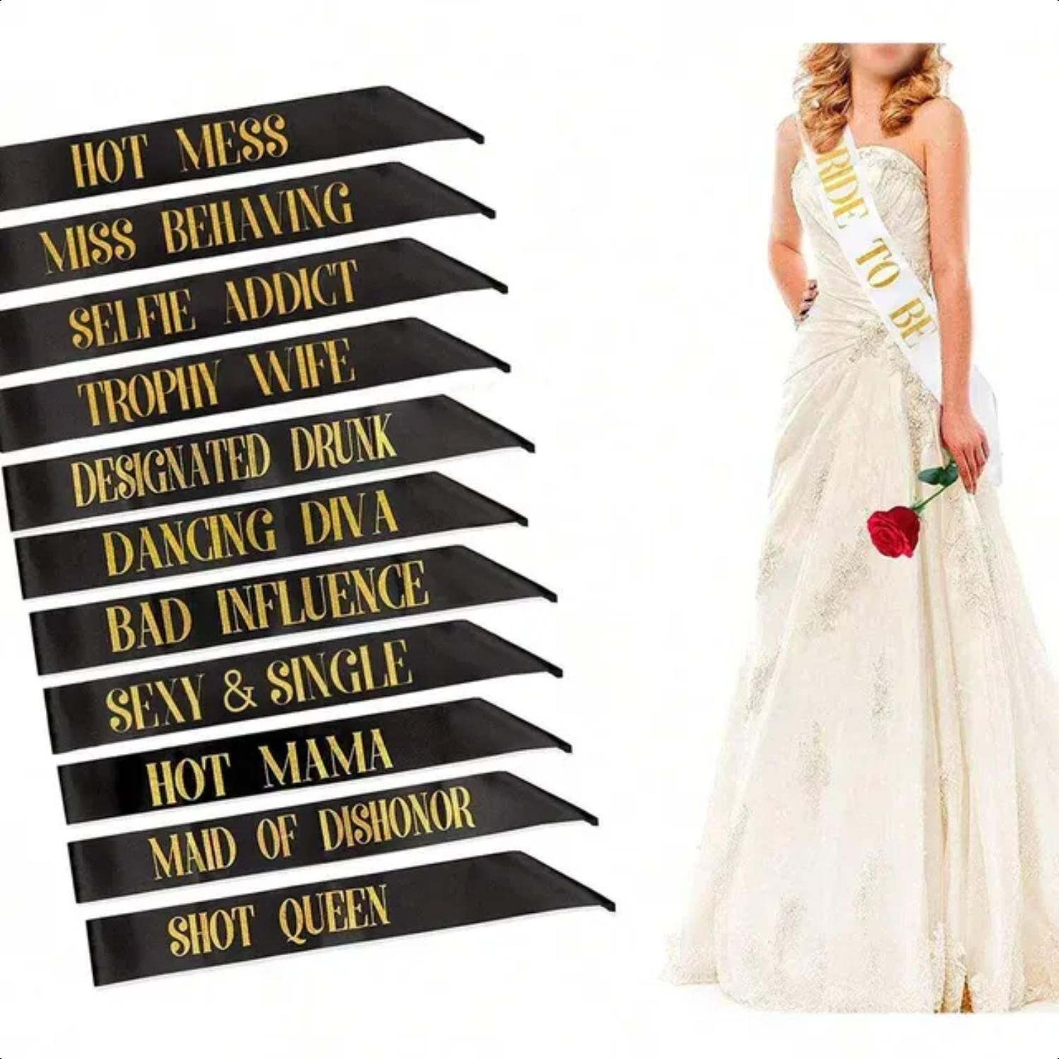 Beautiful and Elegant White Bride to Be Sash - Lovely Set of Maid of ...