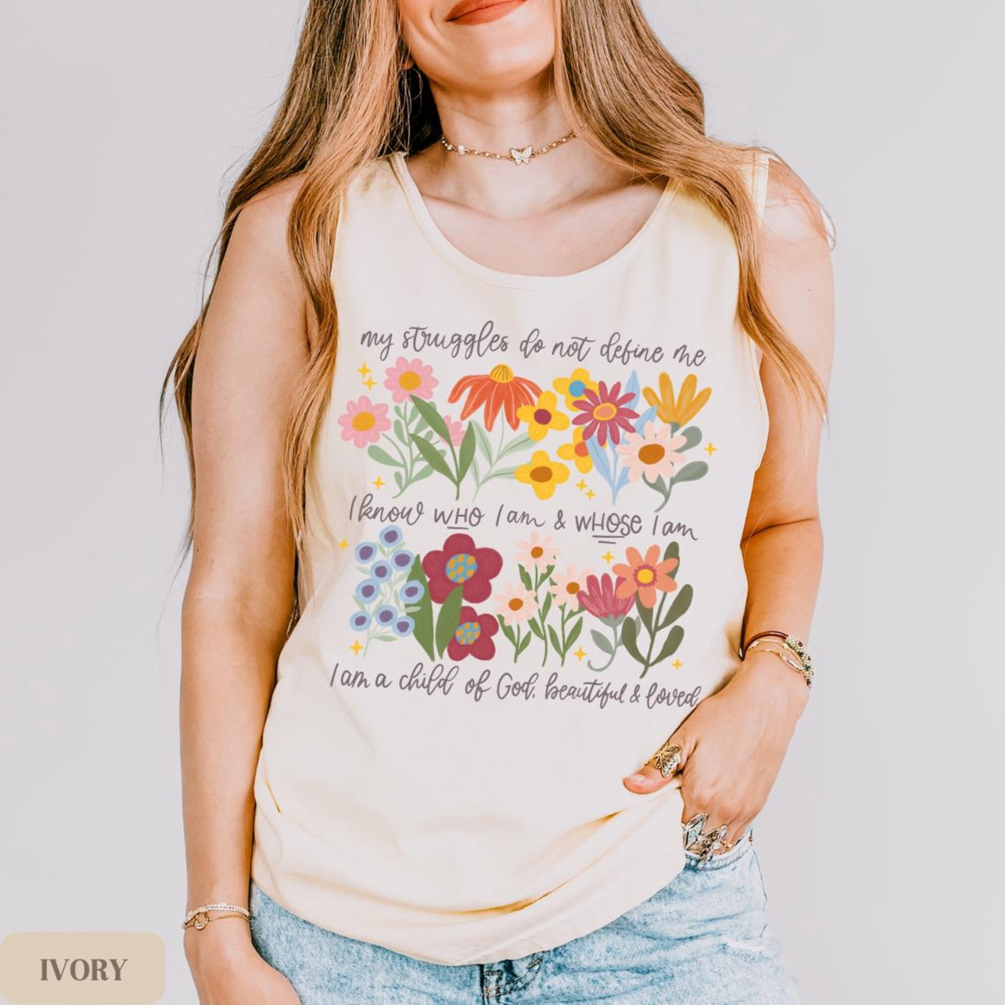 Beautiful and Loved Christian Tank God Says You Are Top Floral Faith ...