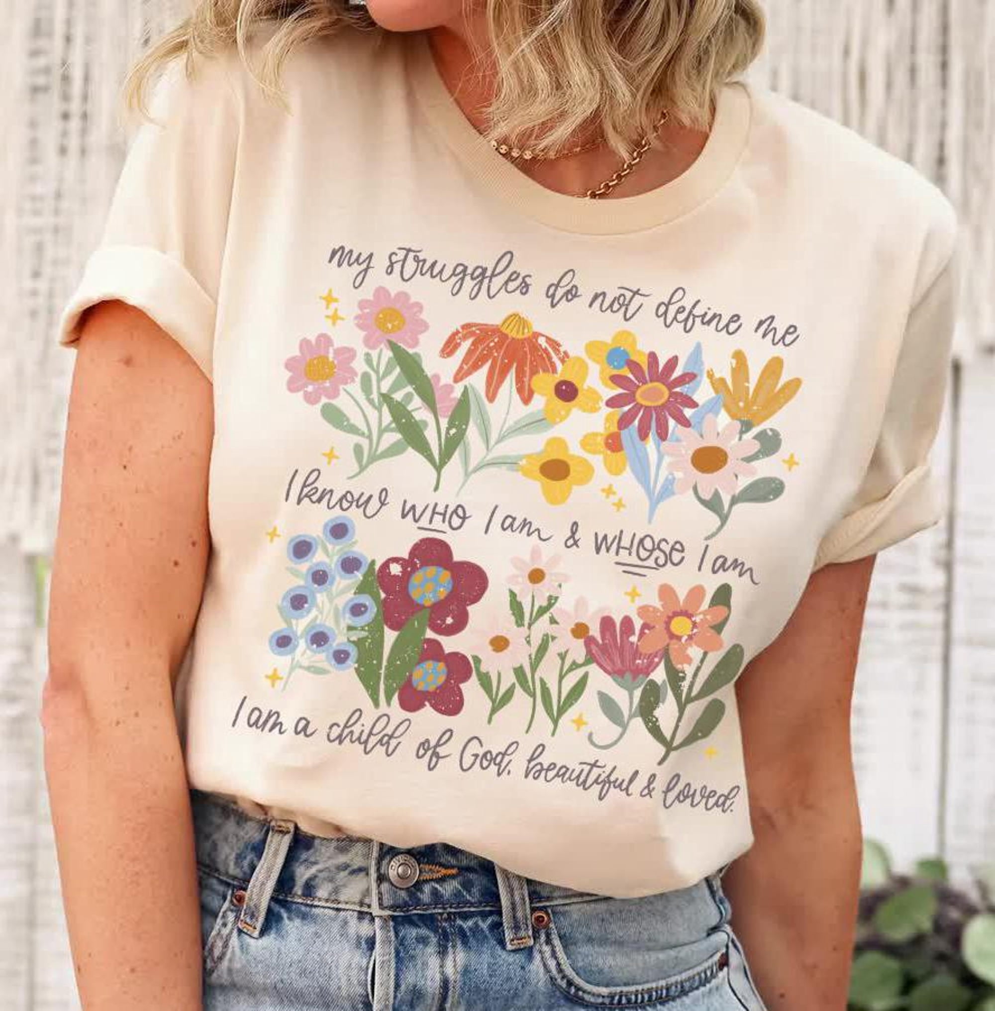 Beautiful and Loved Floral Christian Affirmations Shirt God says you ...