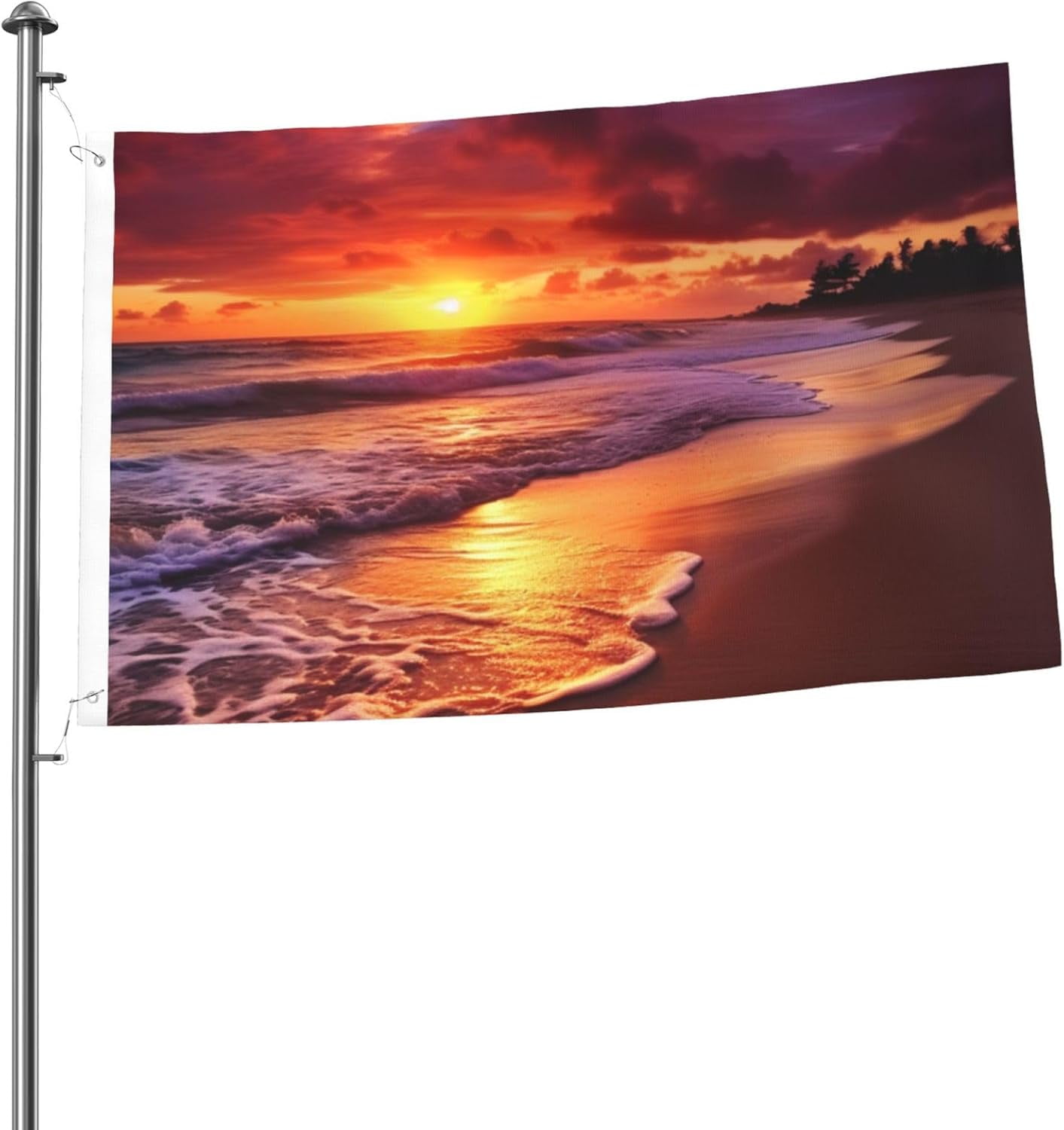 Beautiful beach sunset Garden Flags Holiday Banner with Brass Grommets ...
