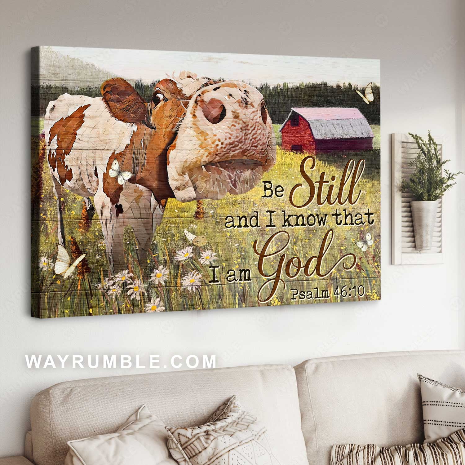 Beautiful dairy cow, Green flower field, Be still and know that I am ...
