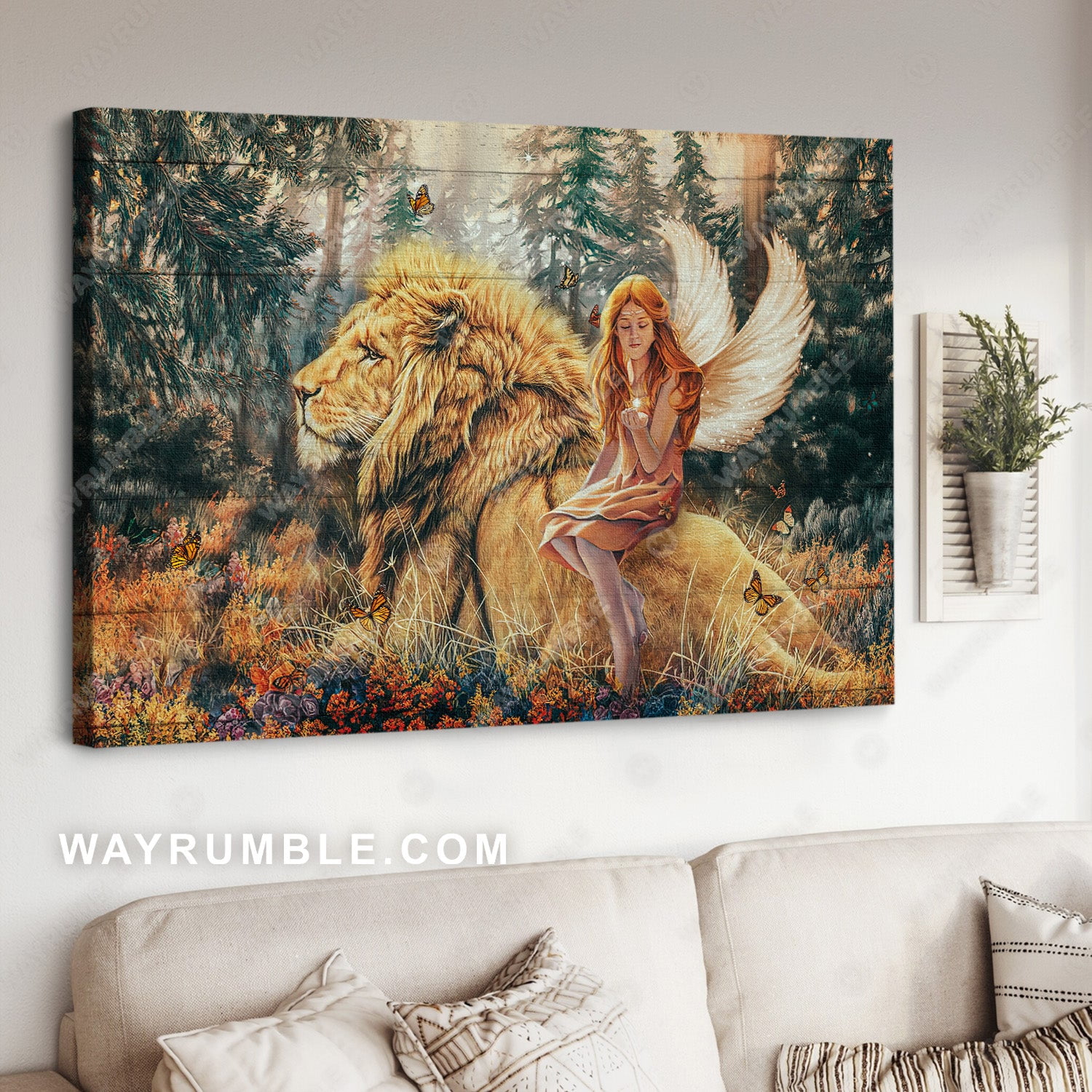 Beautiful fairy, Lion of Judah, Autumn forest - Jesus Landscape poster ...