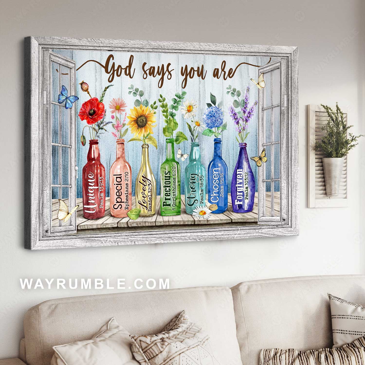 Beautiful flowers, Rainbow color, Colored glass bottles, God says you ...