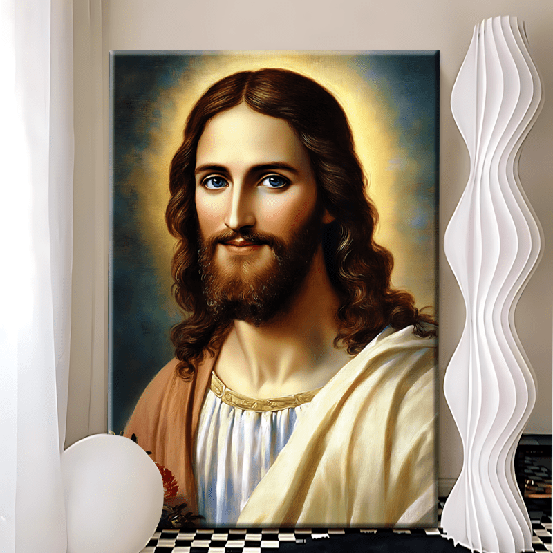 Beautiful frontal portrait of Jesus Christ Poster Canvas Print Wall Art ...