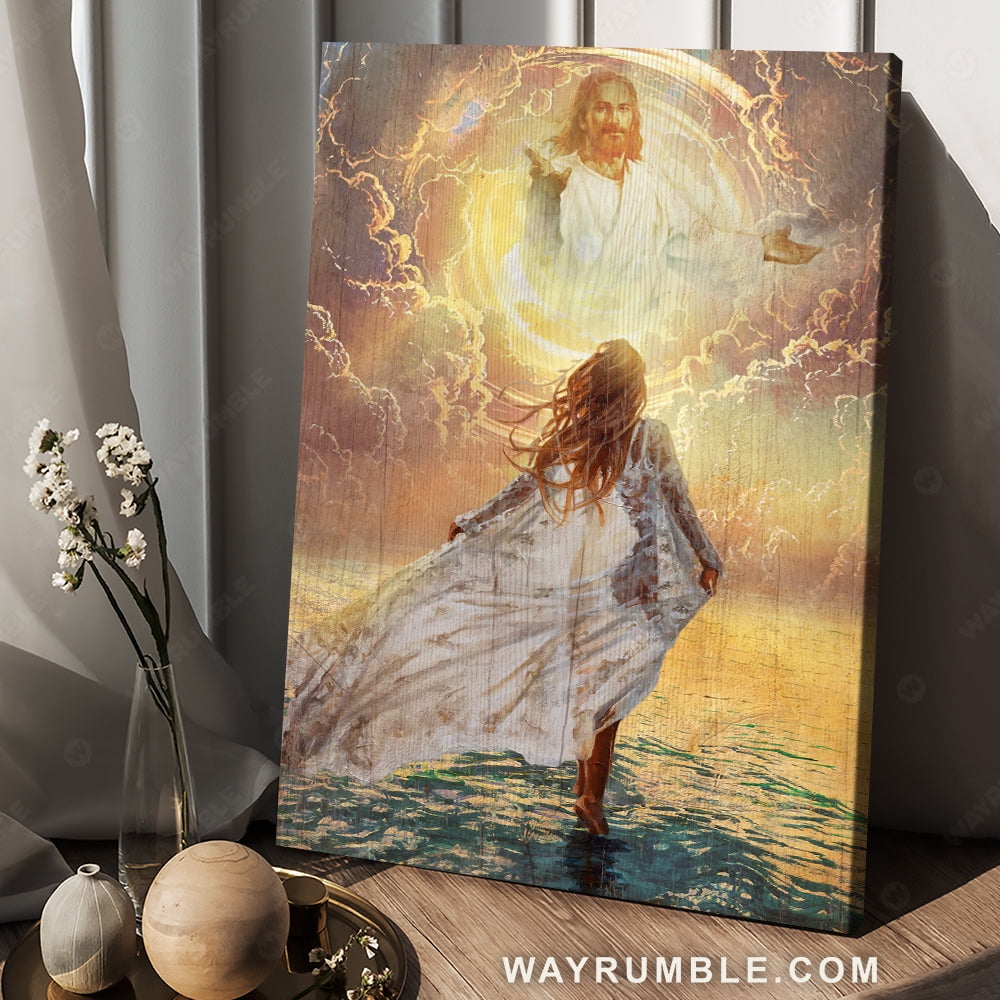 Beautiful girl, Stunning sunset, Jesus painting, Walking on water ...