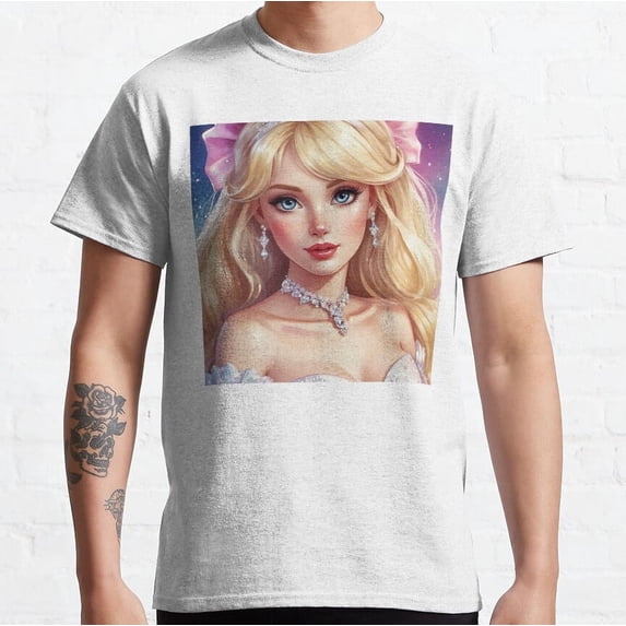 Beautiful girl pink bow watercolor Classic T-Shirt Vintage Birthday ...