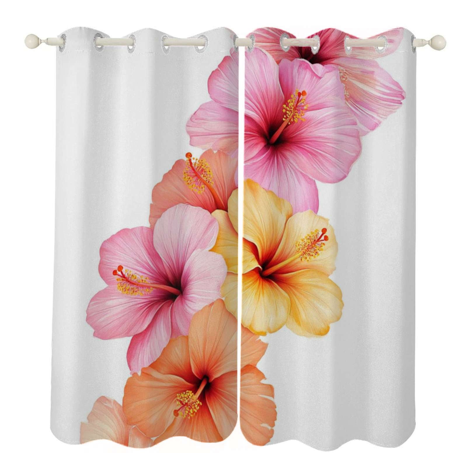 Beautiful hibiscus flower cascade Sunshade Curtains Home Bedroom Living ...