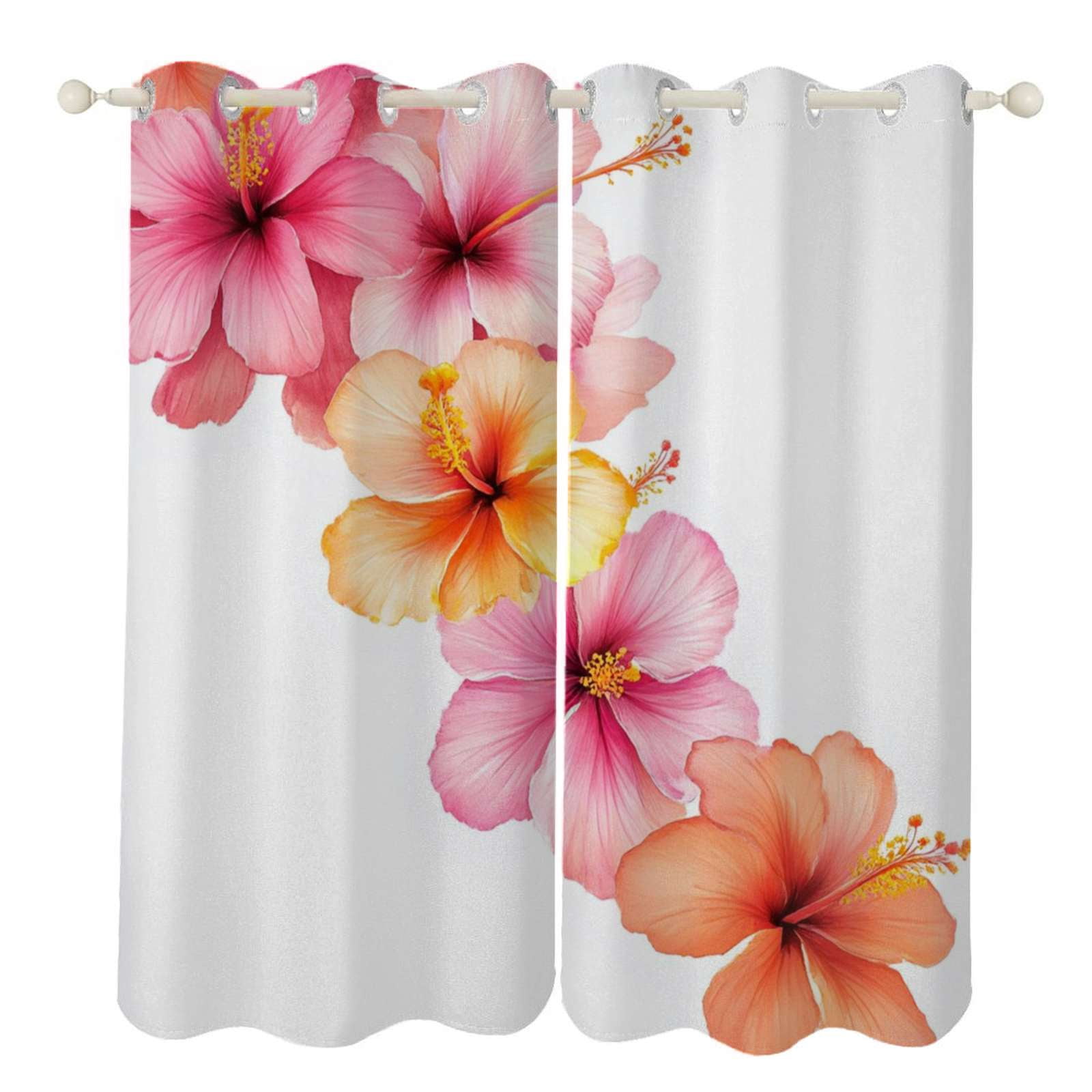 Beautiful hibiscus flower cascade Sunshade Curtains Home Bedroom Living ...