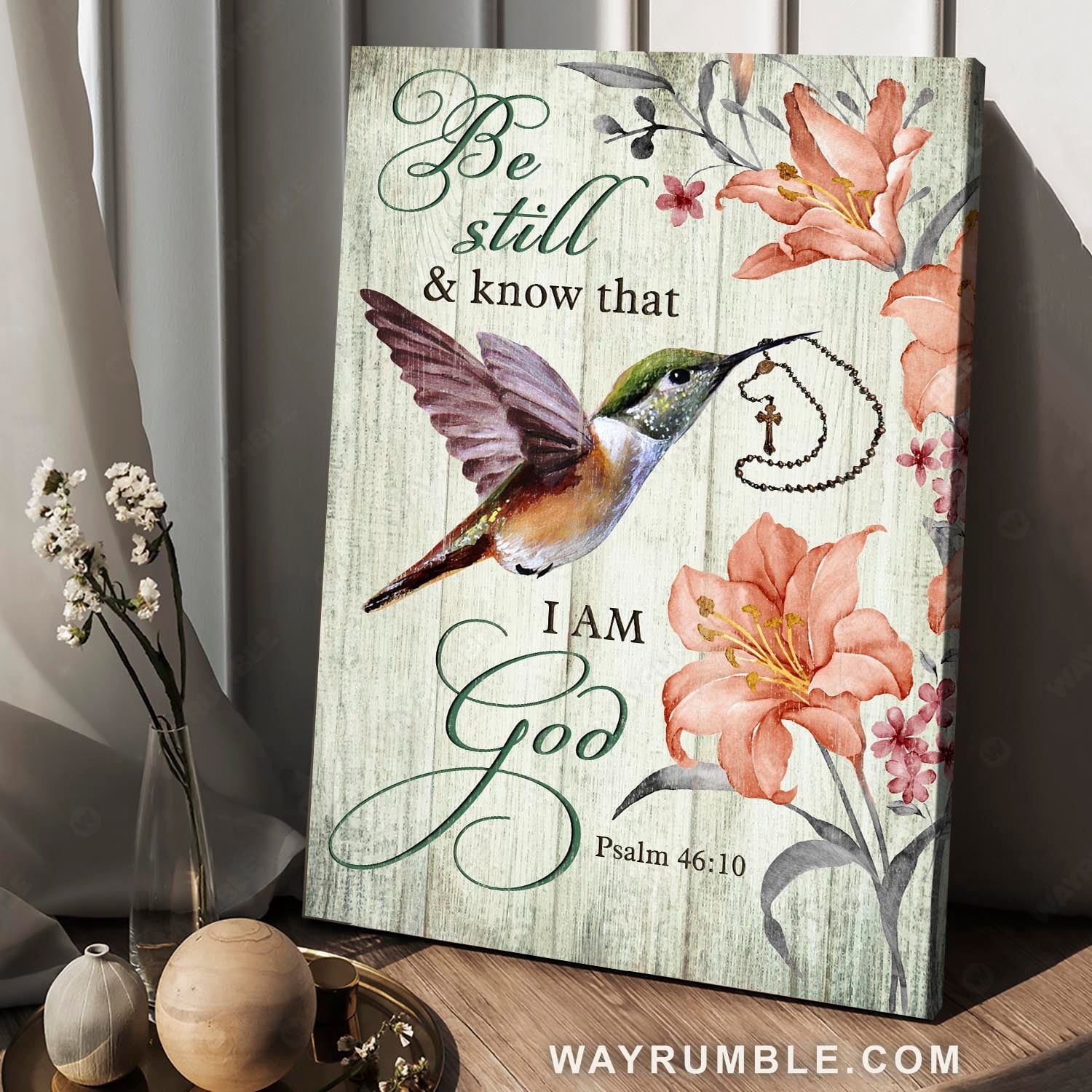 Beautiful hummingbird, Orange lily, Cross bracelet, Be still I am God ...