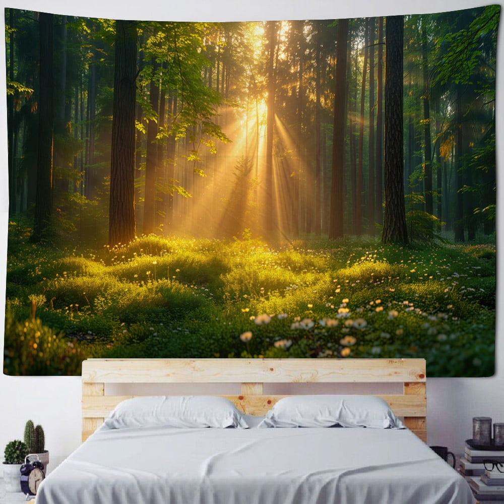 Beautiful natural forest tapestry printed large wall cheap hippie wall ...
