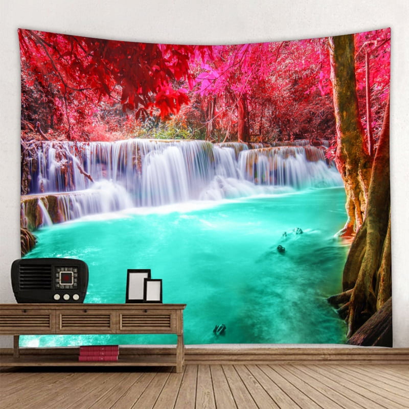 Beautiful nature waterfall tapestry forest print seascape hippie wall ...