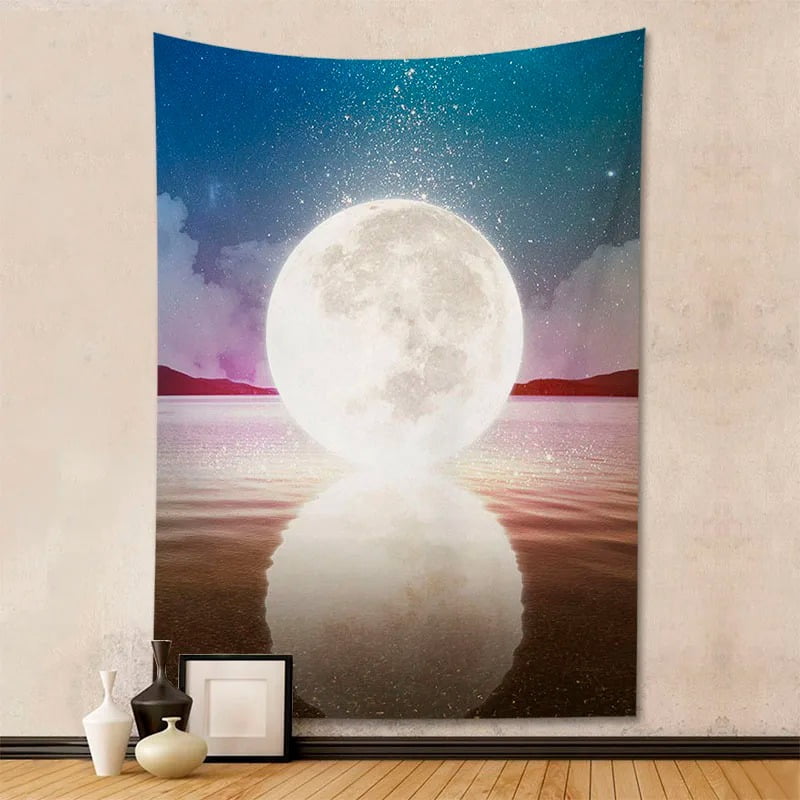 Beautiful starry sky and moon tapestry room hanging cloth home ...
