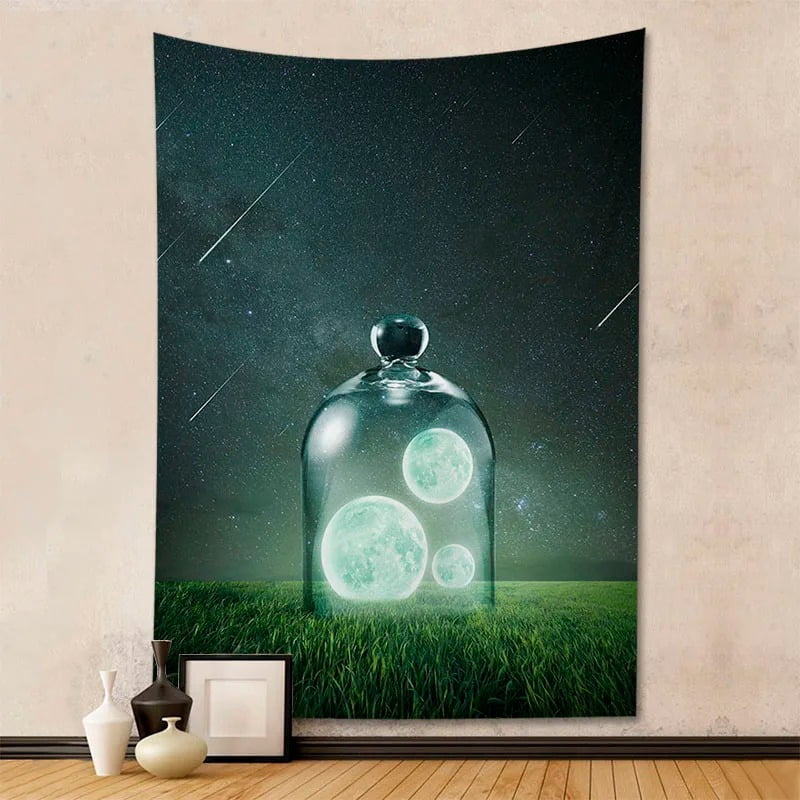 Beautiful starry sky and moon tapestry room hanging cloth home ...