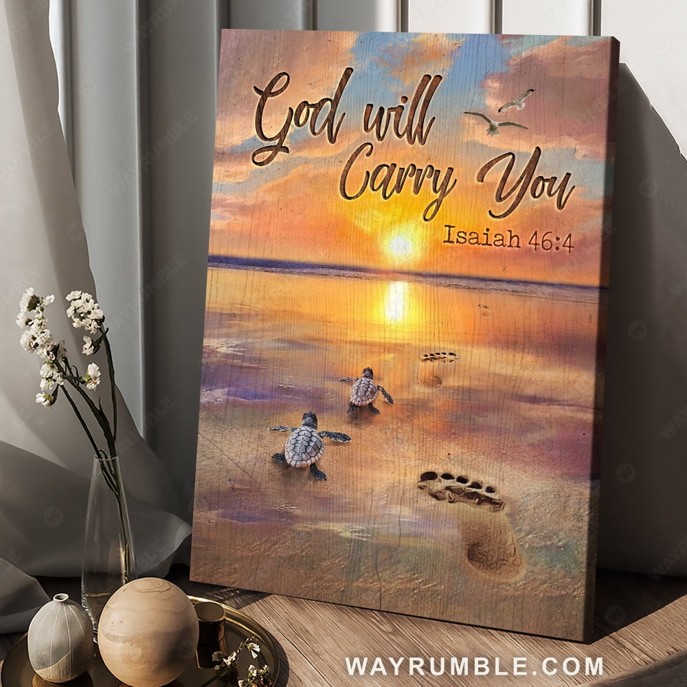 Beautiful sunrise, Sea turtle, On the beach, God will carry your ...