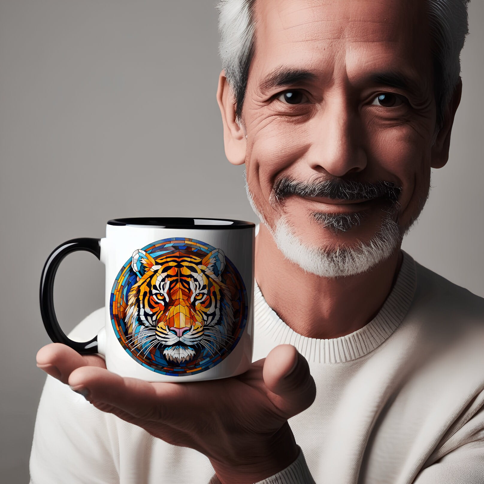 Beautiful tiger mug stained glass relatable tigre minimalist cool cute ...