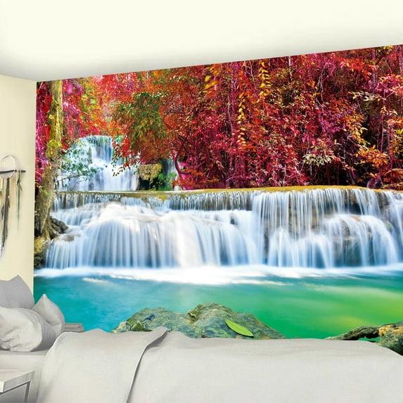 Beautiful waterfall forest home art tapestry Hippie Bohemian decoration ...