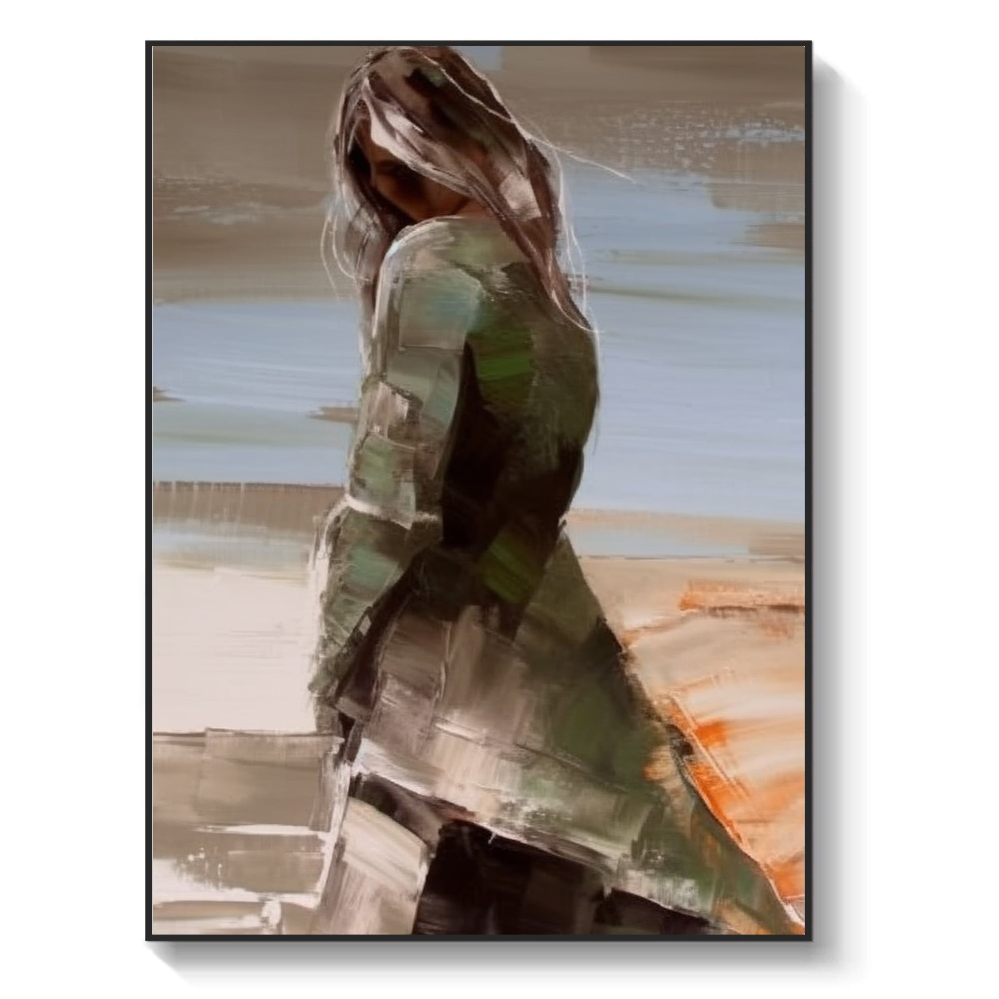 Beautiful woman back, 100% hand-painted texture painting, woman back ...