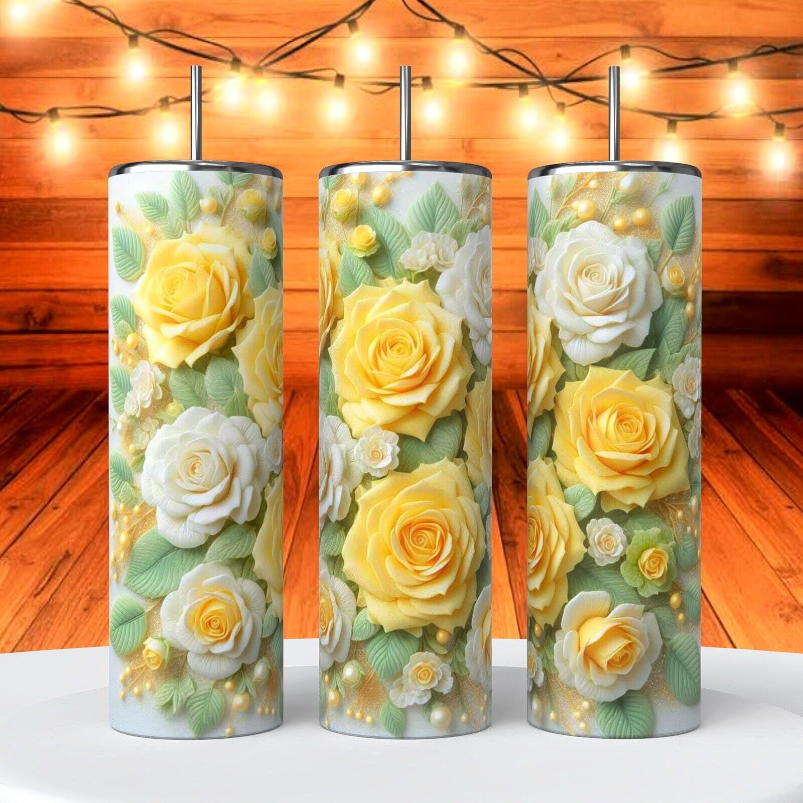 Beautiful yellow Roses Image 20 Oz Tumbler coffee Cup sublimated ...