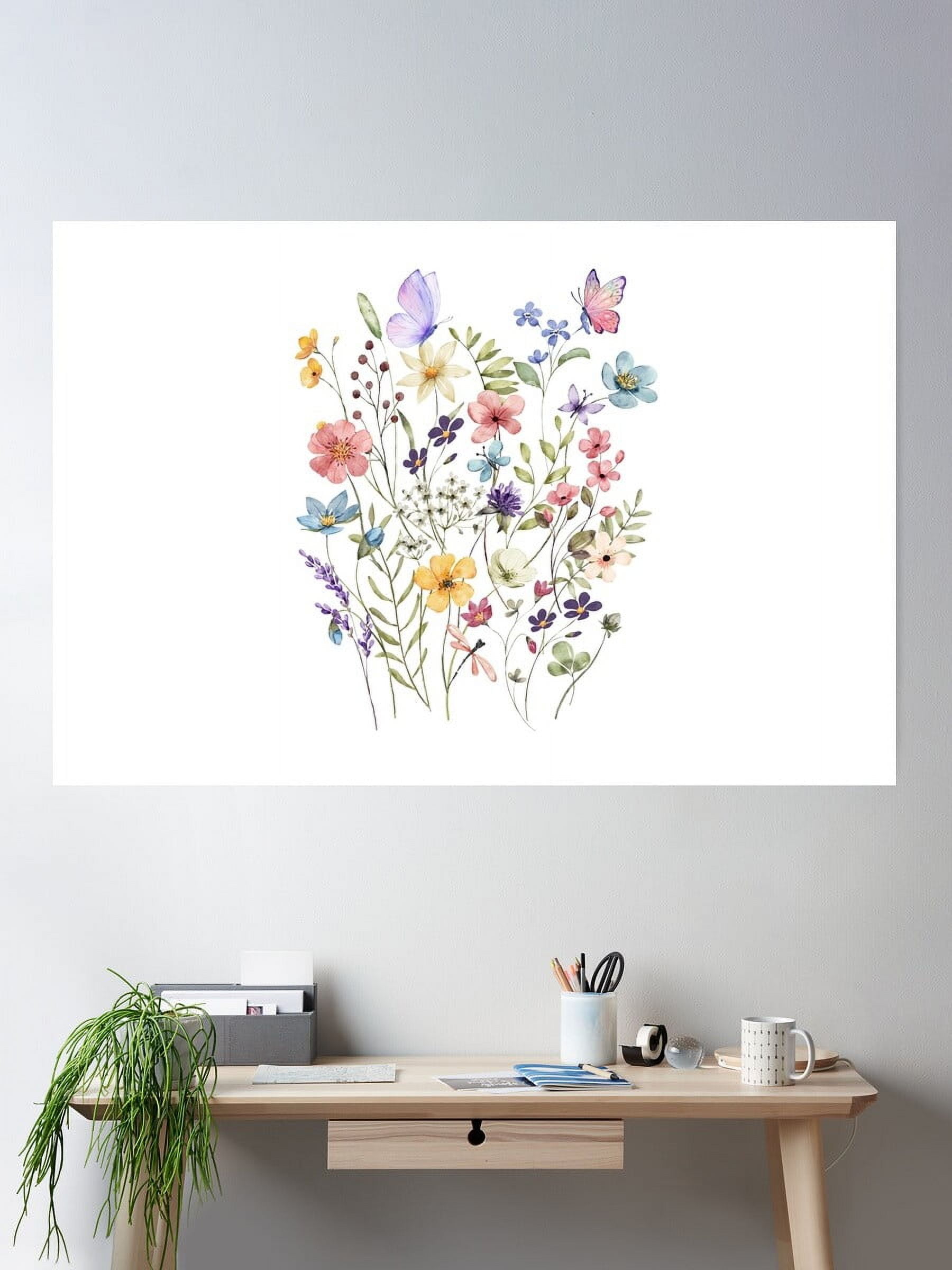 Beautifull Hand-Painted Watercolor Collection Wildflowers Foliage ...
