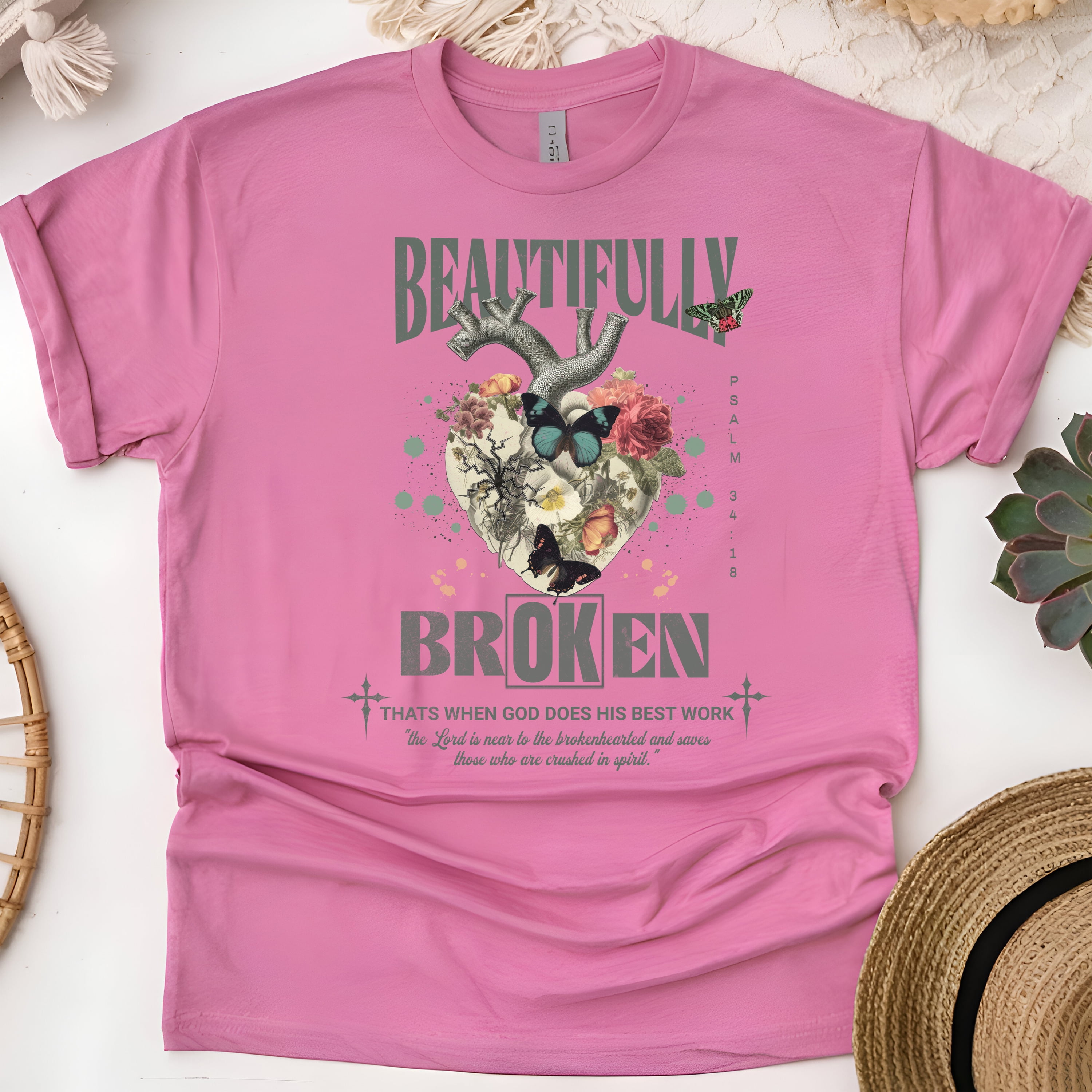 Beautifully Broken Faith Shirt for Women, Christian Scripture Tee with ...