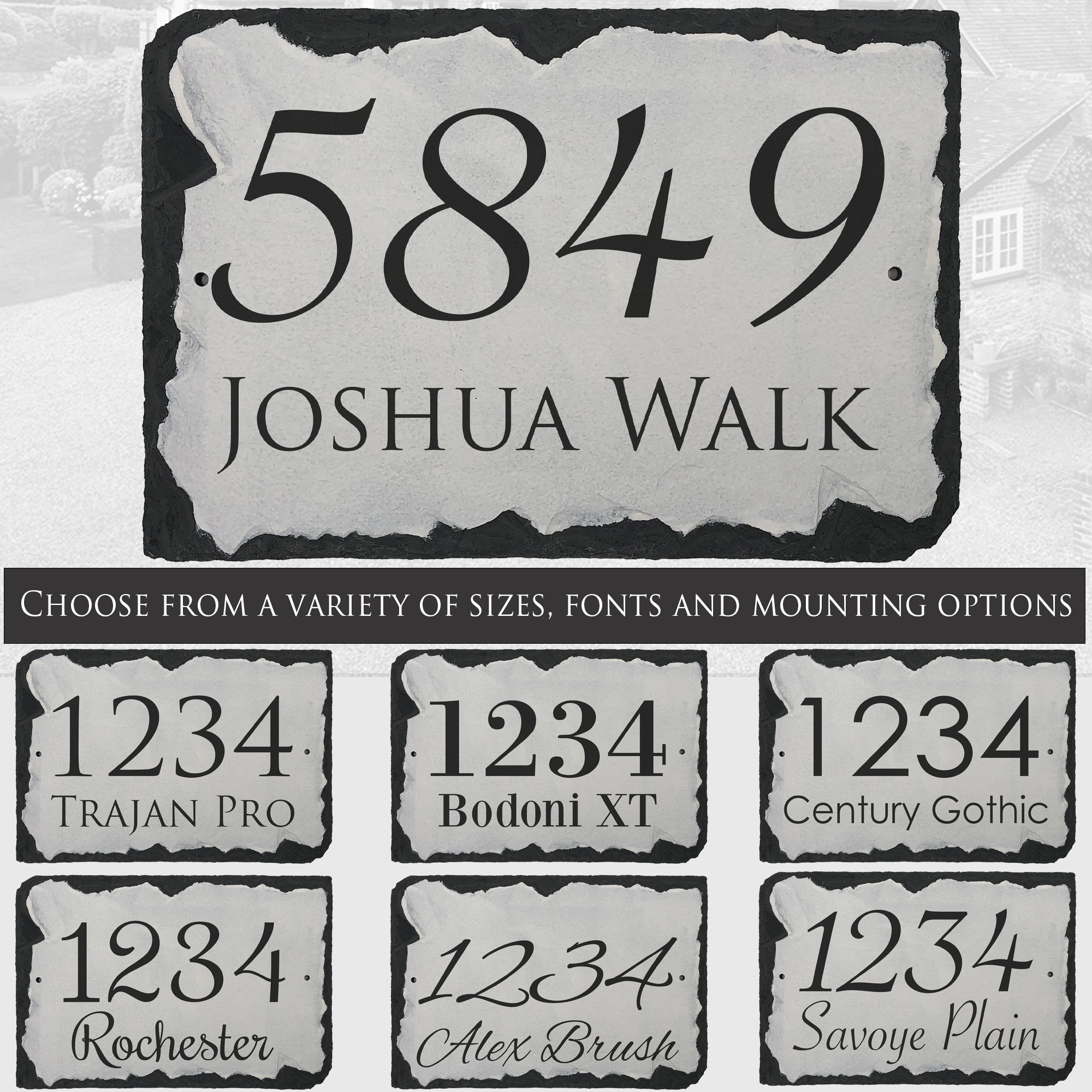 Beautifully Handcrafted and Customizable Slate Home Address Plaque (12 ...