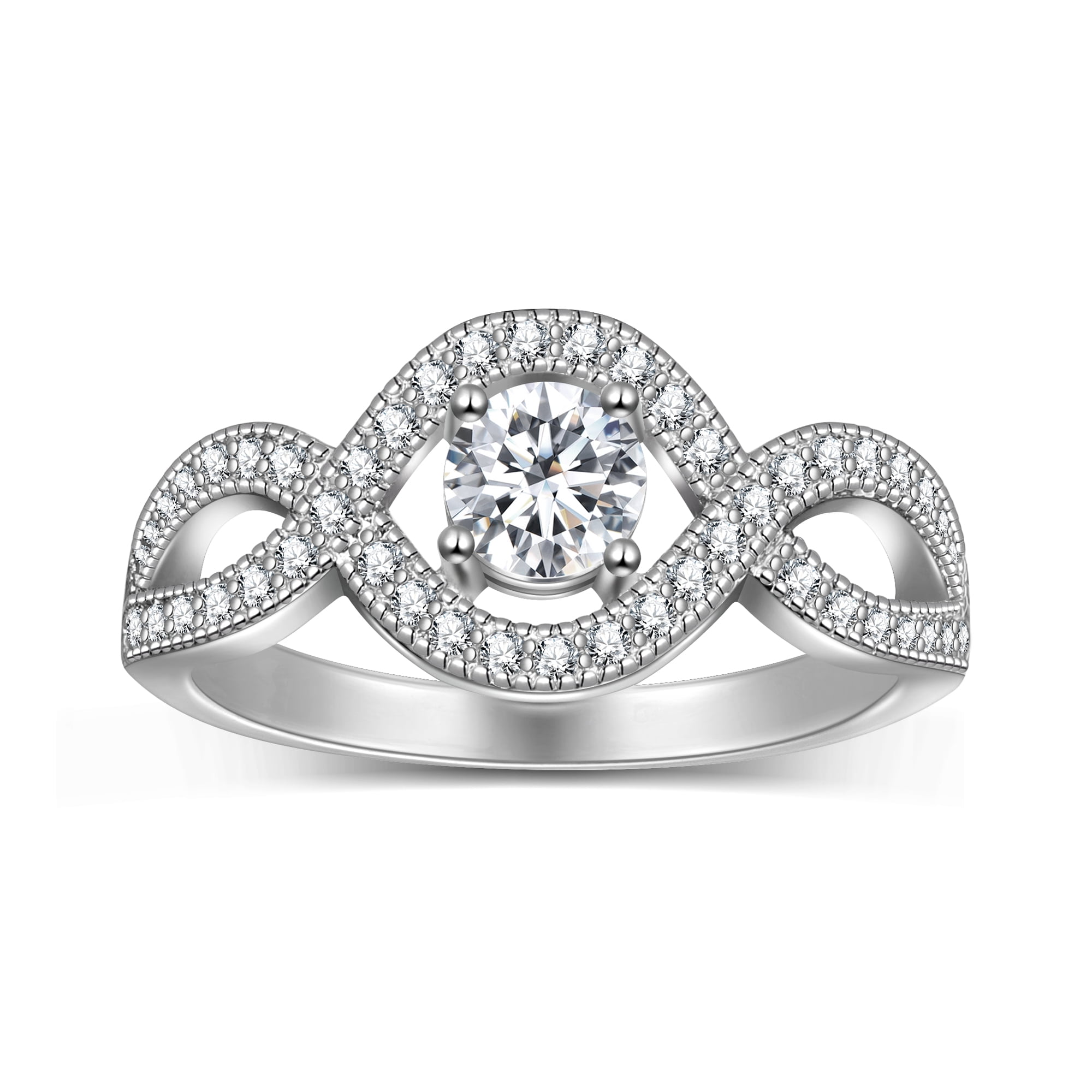 Beautlace 0.5CT Moissanite Engagement Rings,925 Sterling Silver Infinity Twist Ring Promise Ring ...