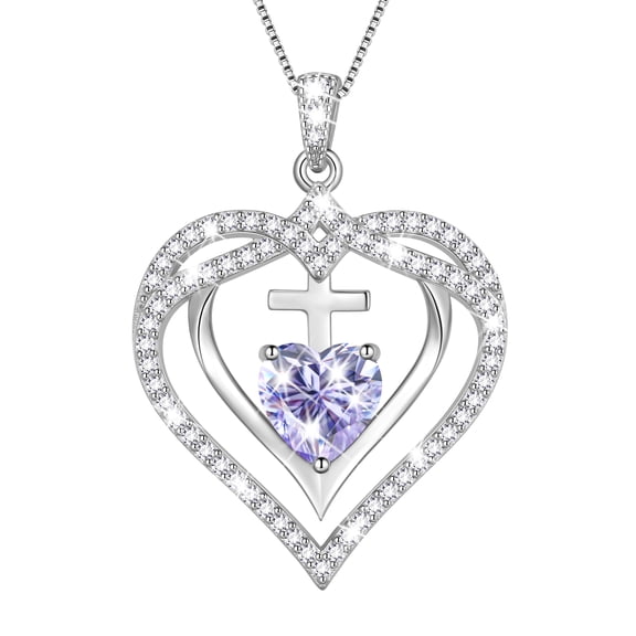 Fasjewly 18K White Gold Plated Heart Necklace for Women,CZ Heart ...