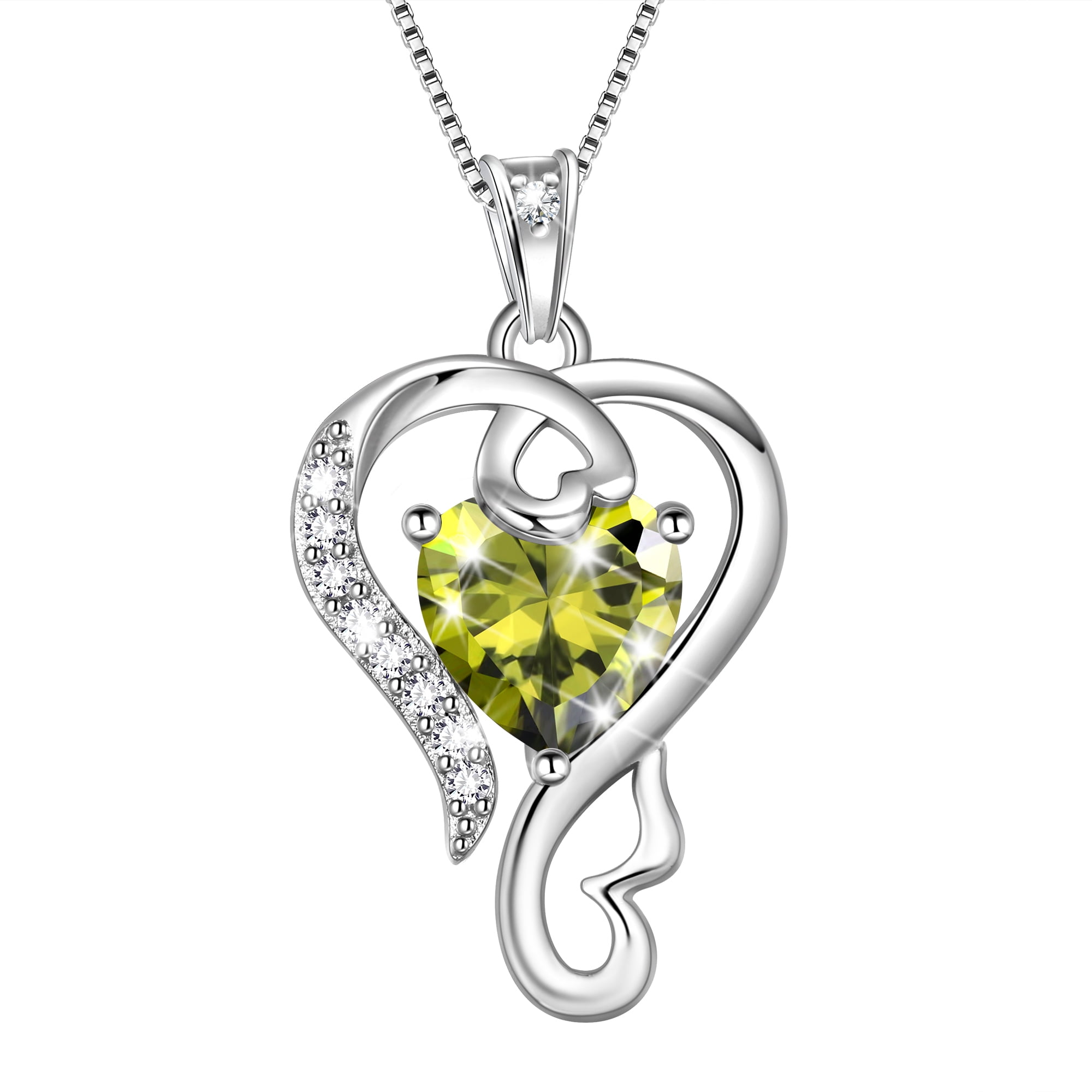 Beautlace 925 Sterling Silver Love Heart Necklace August Birthstone ...