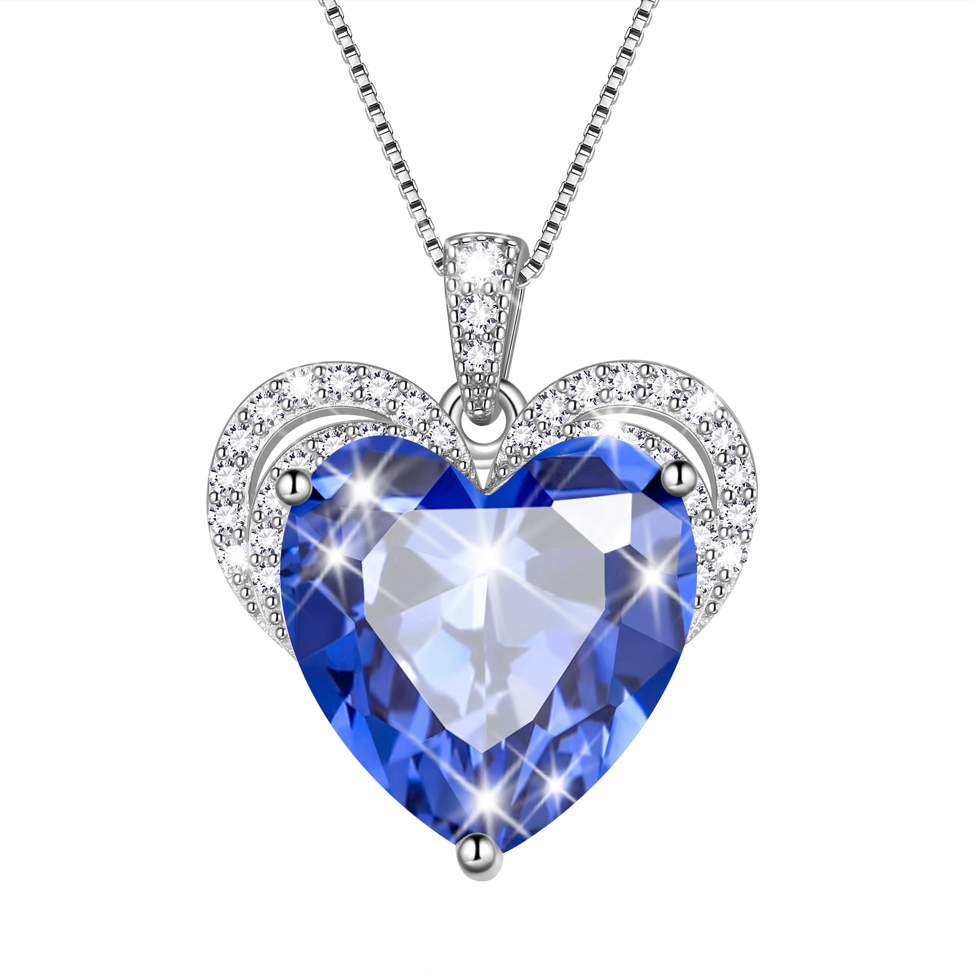 Beautlace 925 Sterling Silver Love Heart Necklace December Birthstone ...