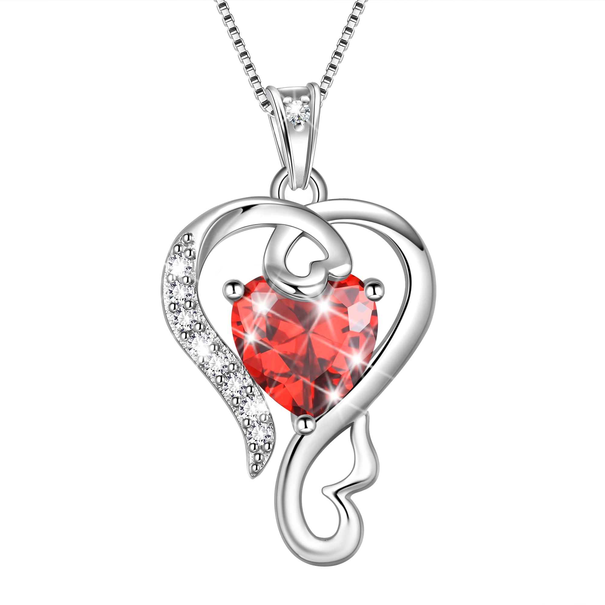 Beautlace 925 Sterling Silver Heart Necklace, January Birthstone ...
