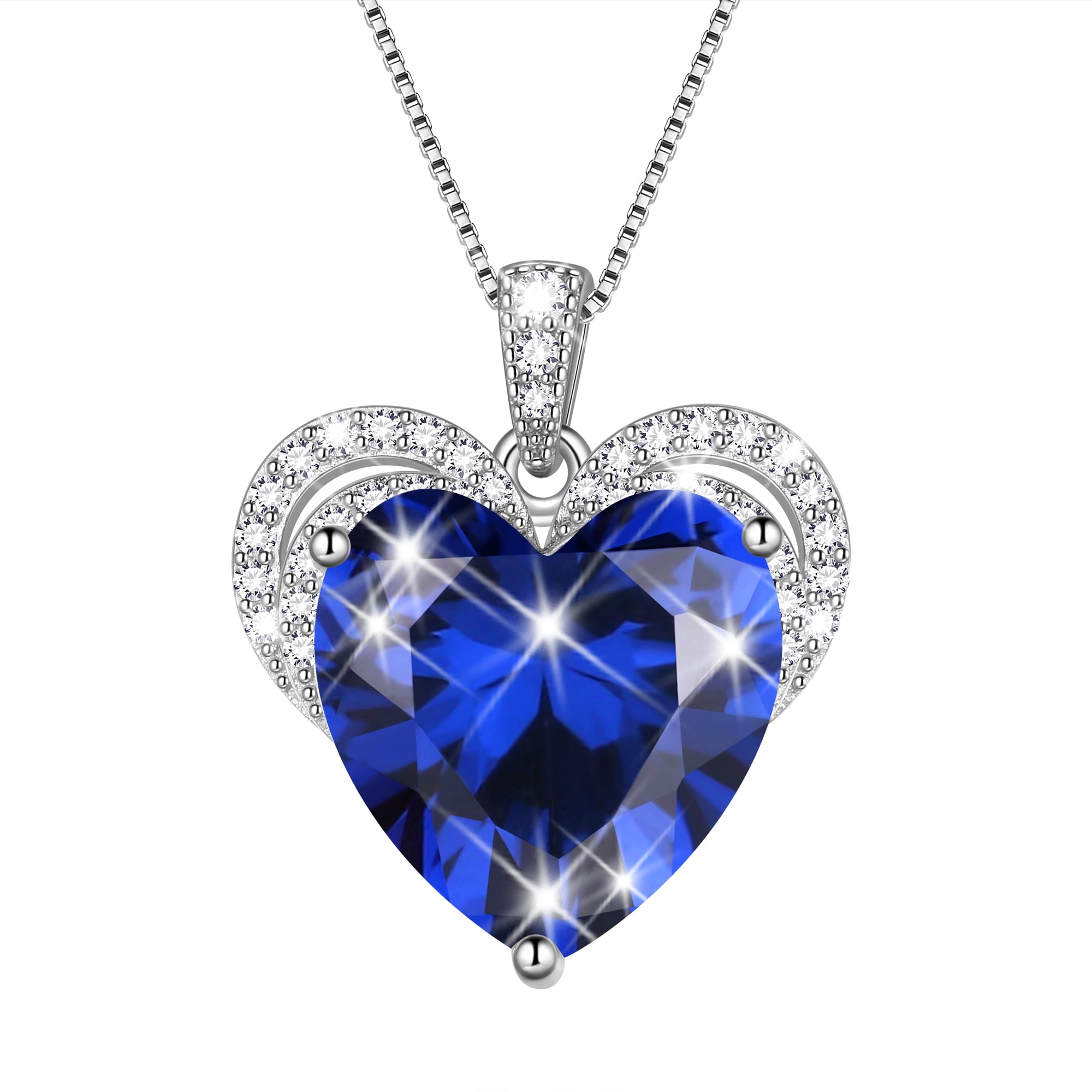 Beautlace 925 Sterling Silver Love Heart Necklace Sepetember Birthstone ...