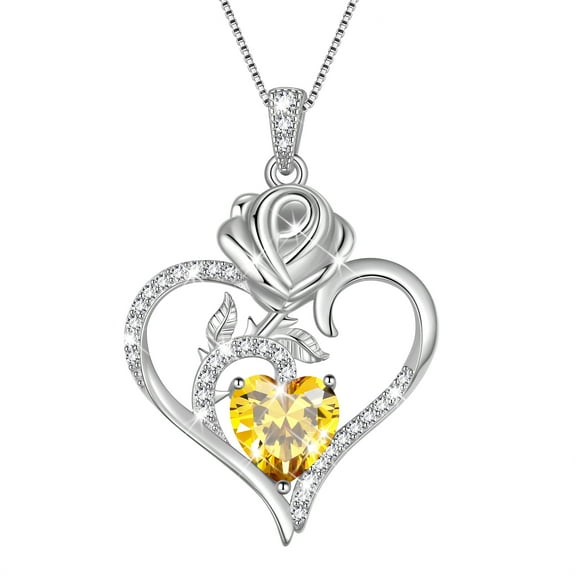 AOBOCO Mother's Day Infinity Heart 12 Birthstones Necklace 925 Sterling ...