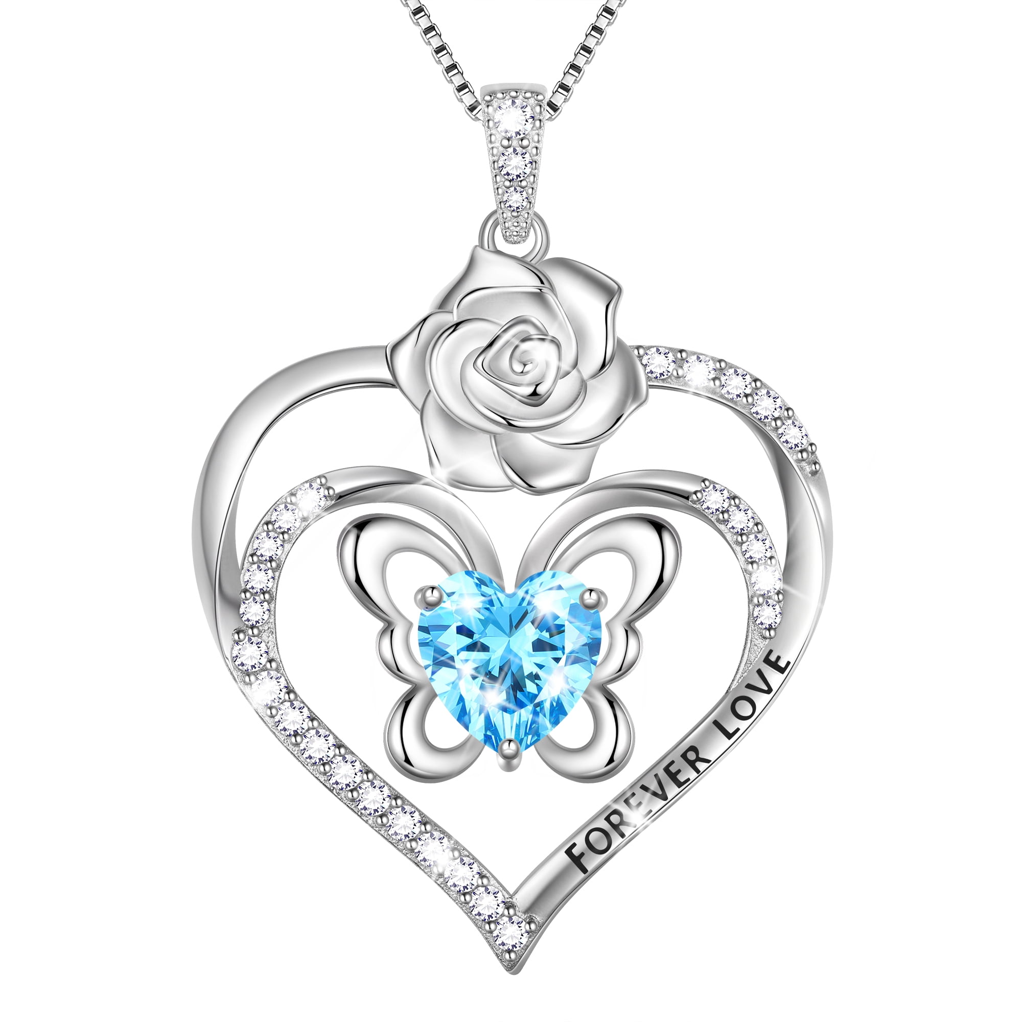 Beautlace Forever Love Butterfly Heart Necklace,925 Sterling Silver ...