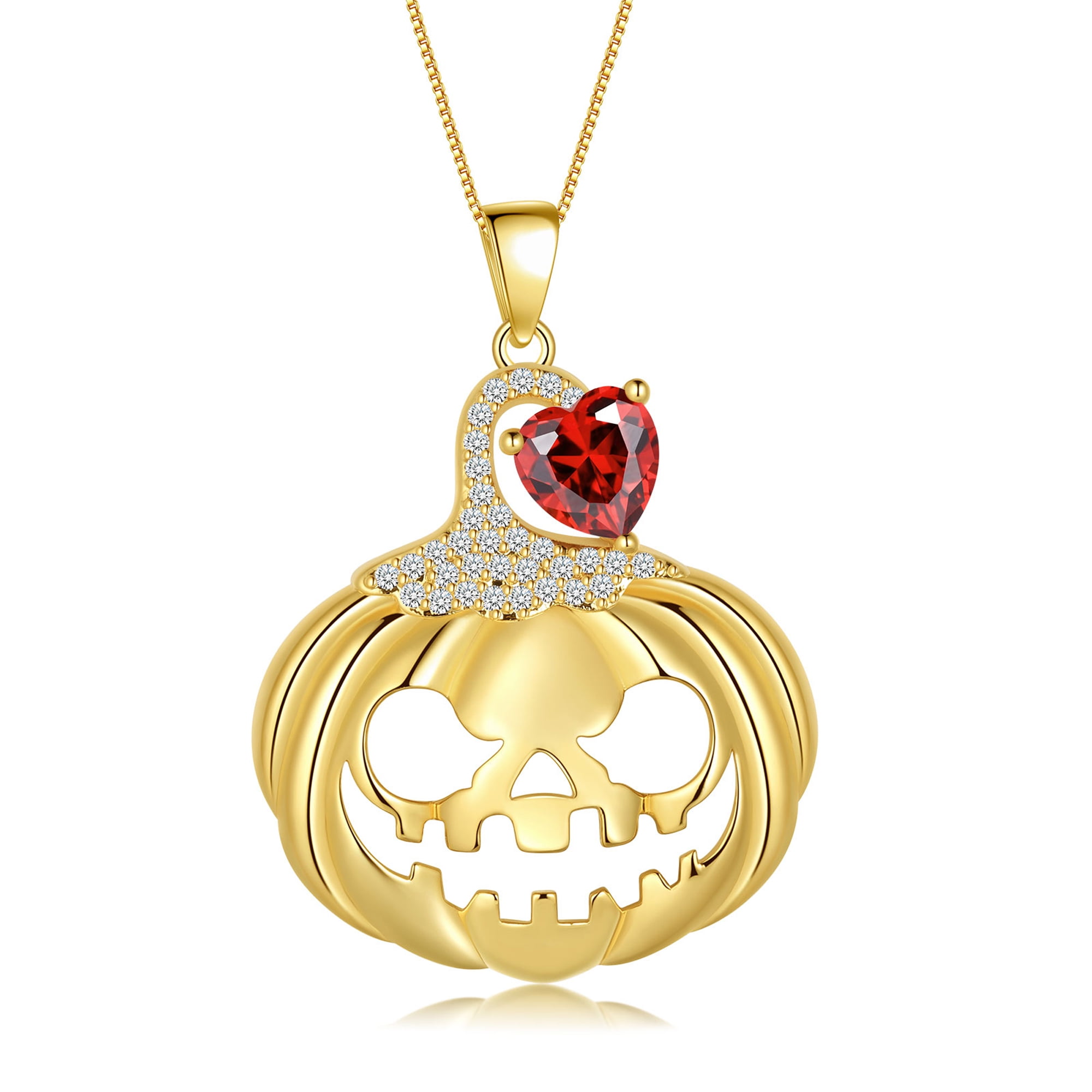 Beautlace Halloween Pumpkin Pendant Necklace,Cute 14K Gold Plated ...