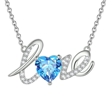 Beautlace 925 Sterling Silver Love Heart Necklace June Birthstone ...