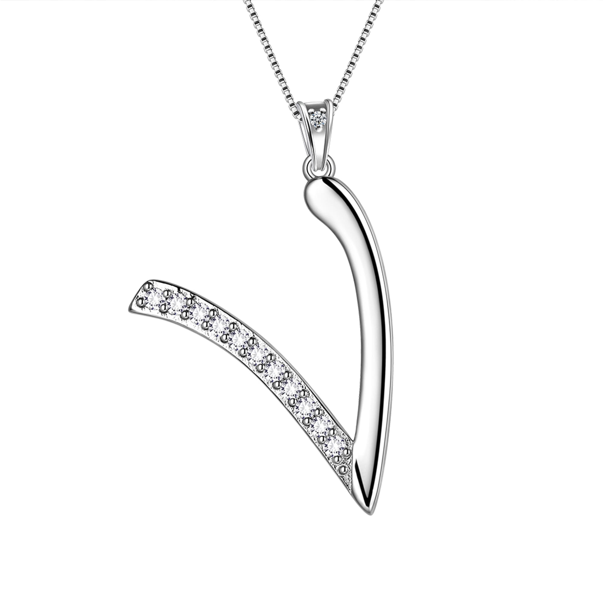 Beautlace Initial Letter V Necklace - 925 Sterling Silver Personalized ...