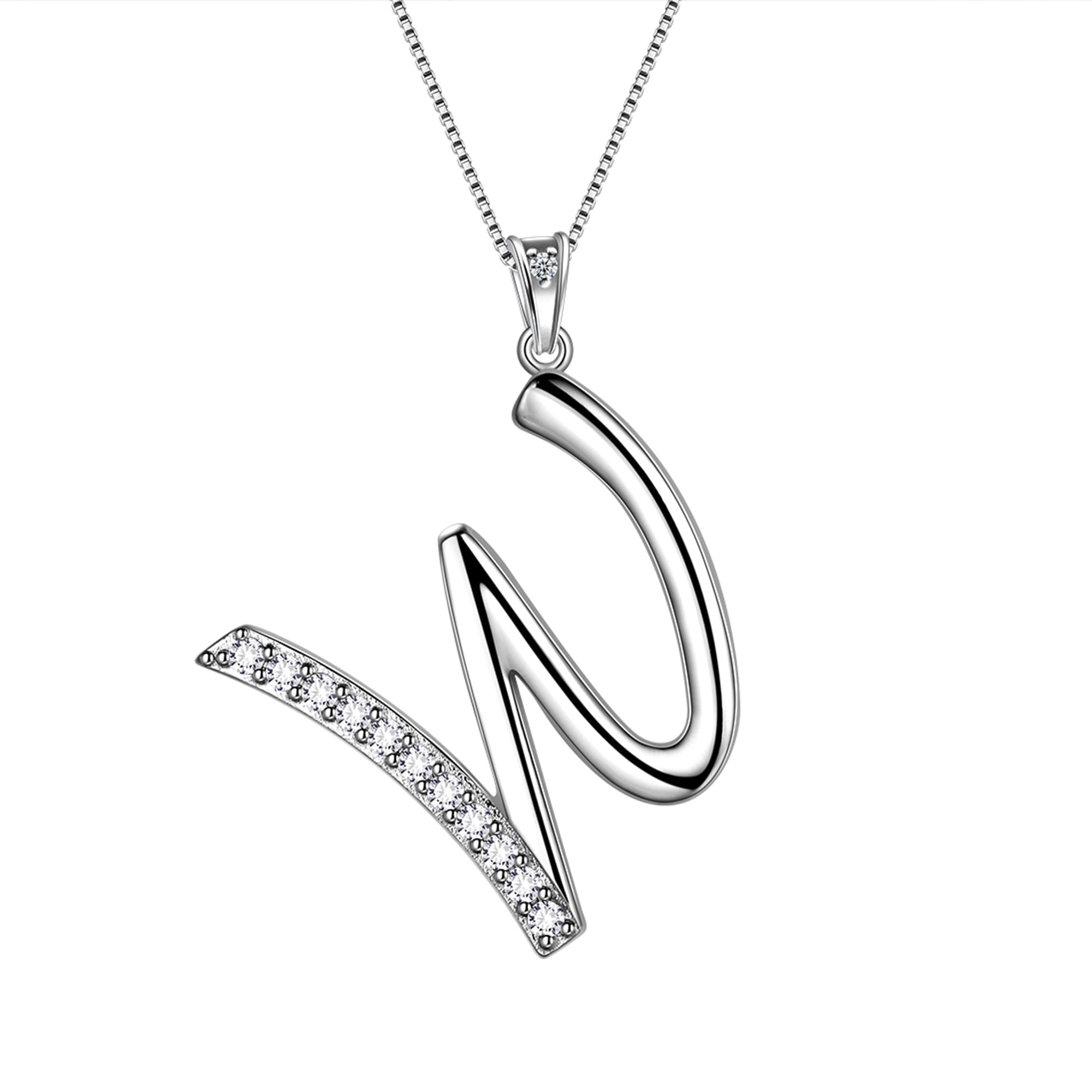 Beautlace Initial Letter W Necklace - 925 Sterling Silver Personalized ...