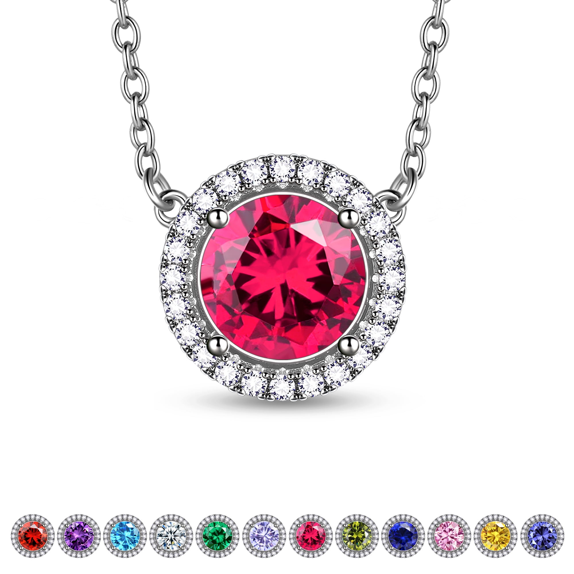 Beautlace July Birthstone Necklaces Silver Plated Round Shape Pendant ...