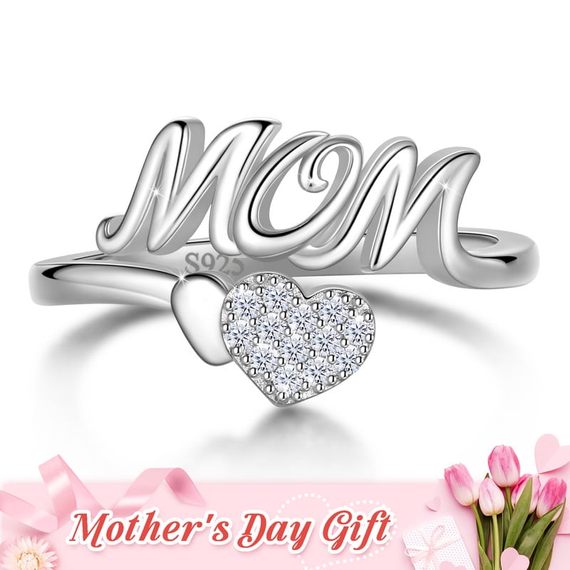Beautlace Mom Adjustable Ring,925 Sterling Silver Love Heart April ...