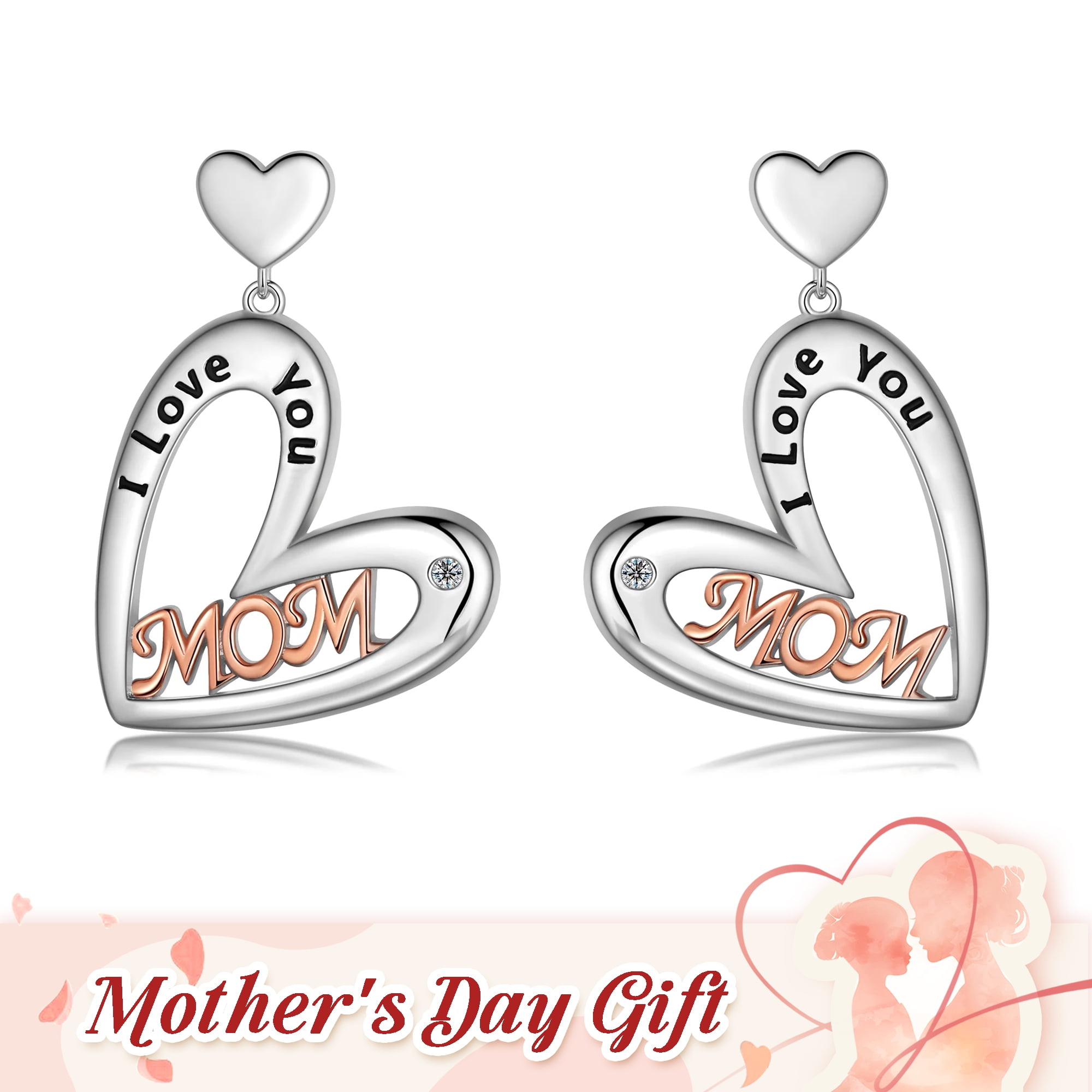 Beautlace Mom Love Heart Earrings,Mom Earrings Studs for Mother,Best ...
